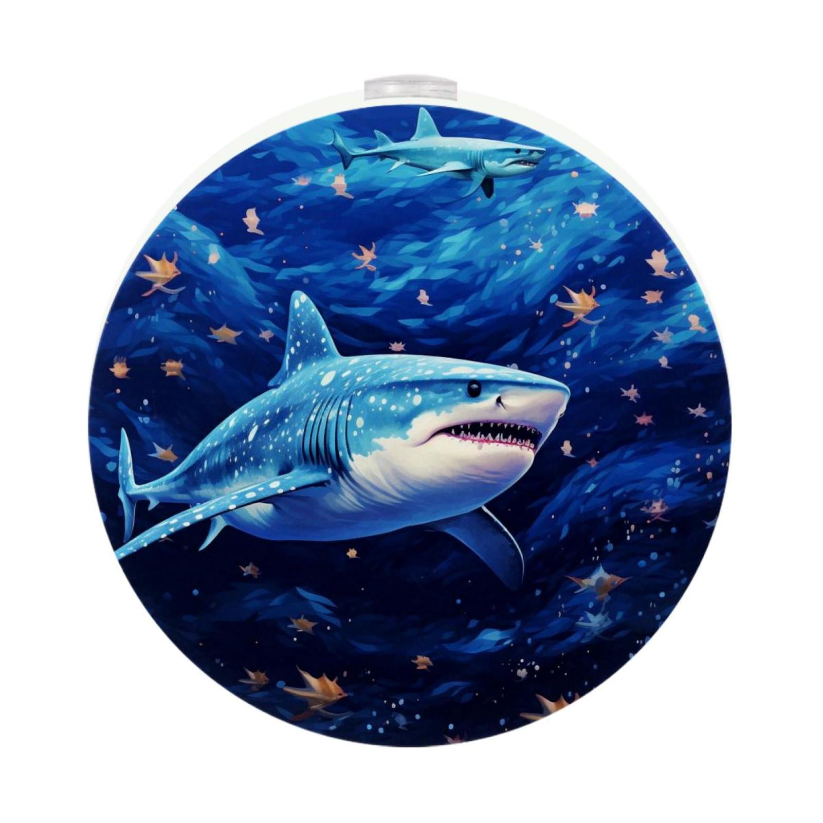Shark LED Round Night Light-2PCS, Plug-in Dusk to Dawn Sensor Wall ...
