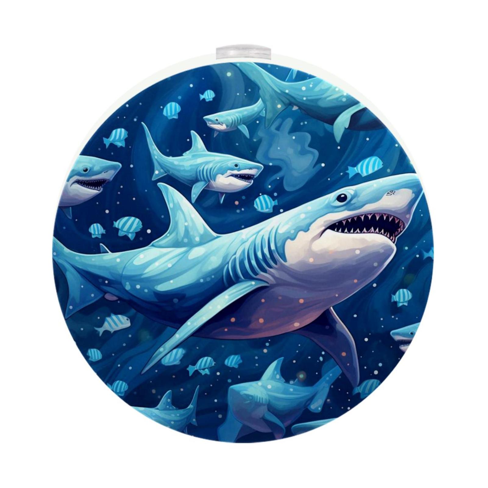 Shark LED Round Night Light-2PCS, Plug-in Mini Wall Socket Soft White ...