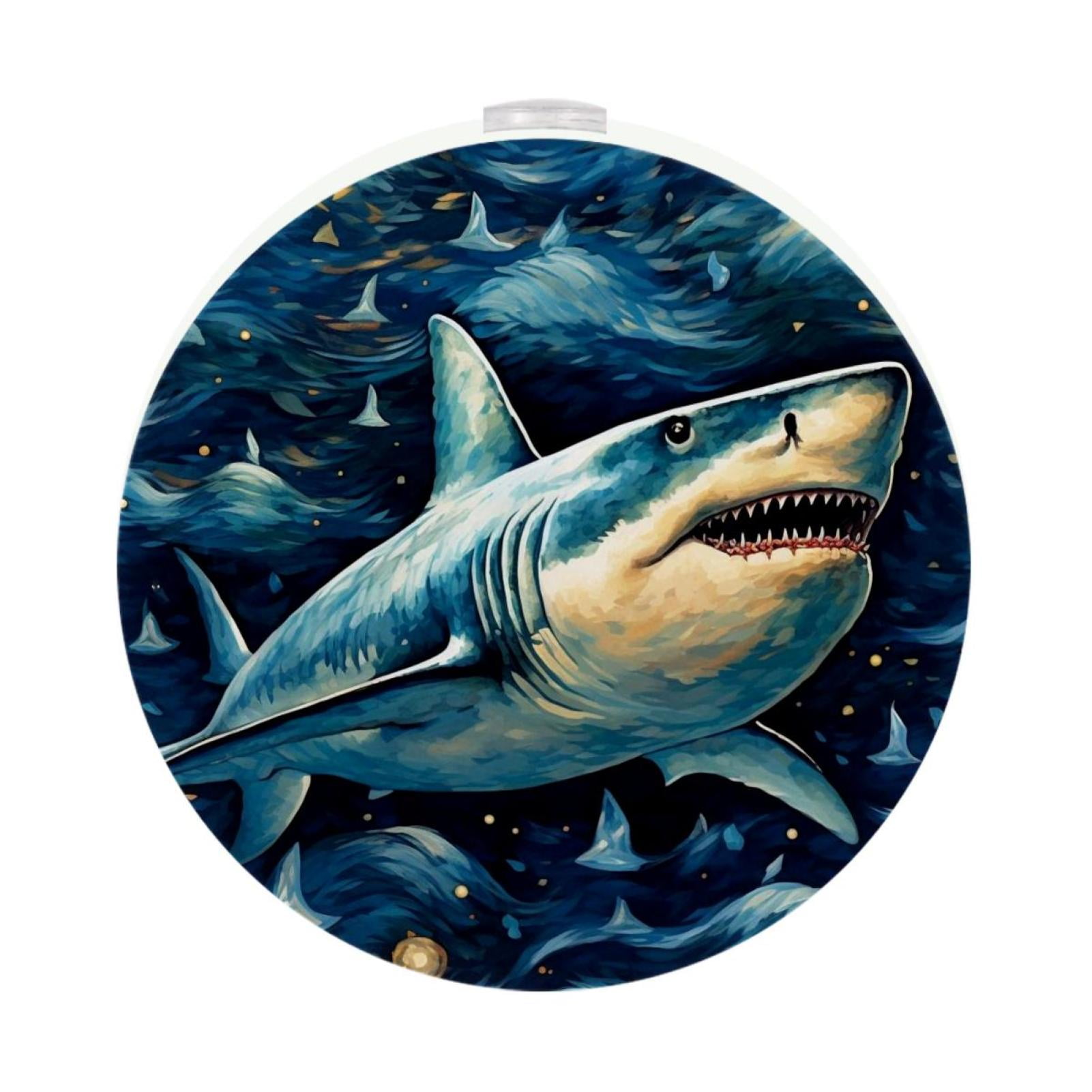 Shark LED Round Night Light-2PCS - Plug-in Smart Sensor Nightlights ...