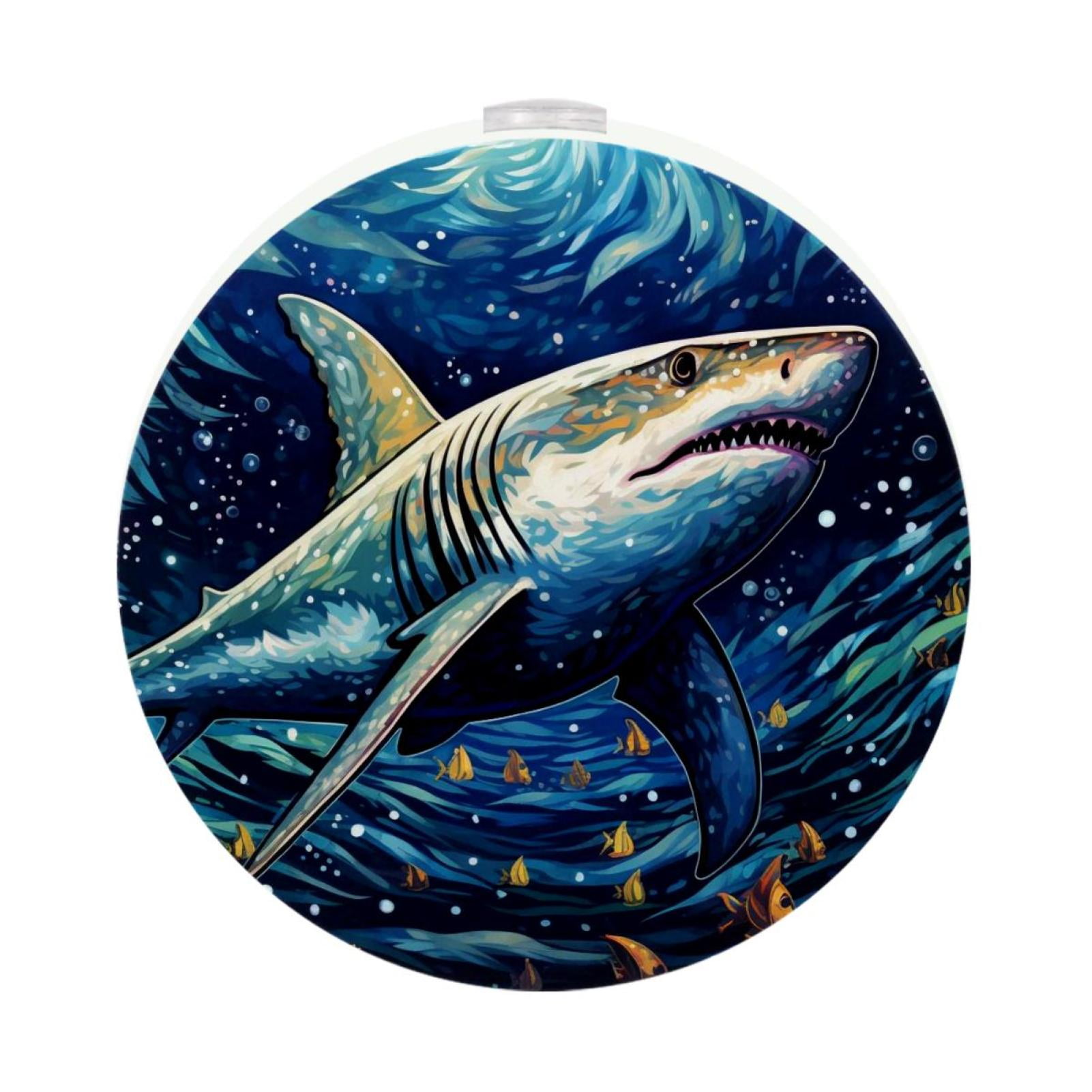 Shark LED Round Night Light-2PCS, Plug-in Wall Lamp with Dusk to Dawn ...