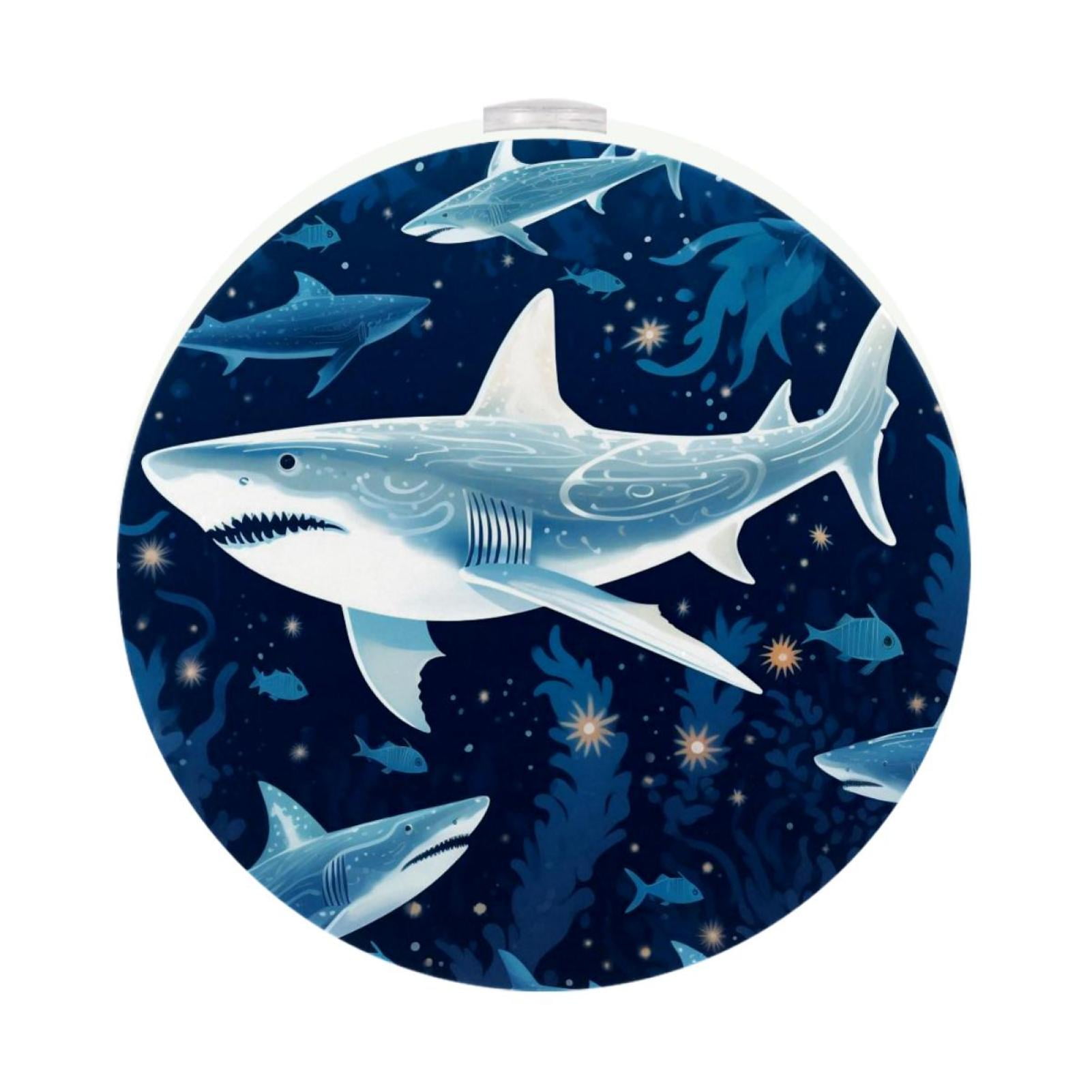 Shark LED Round Night Light-2PCS, Plug-in Wall Lamp with Dusk to Dawn ...