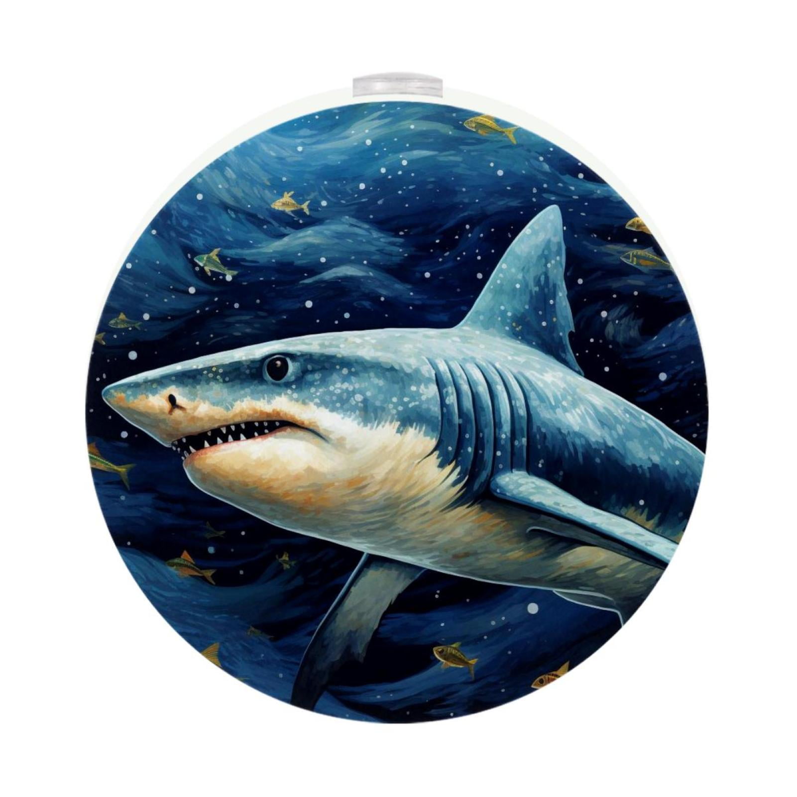 Shark LED Round Night Light-2PCS, Plug-in Wall Lamp with Dusk to Dawn ...