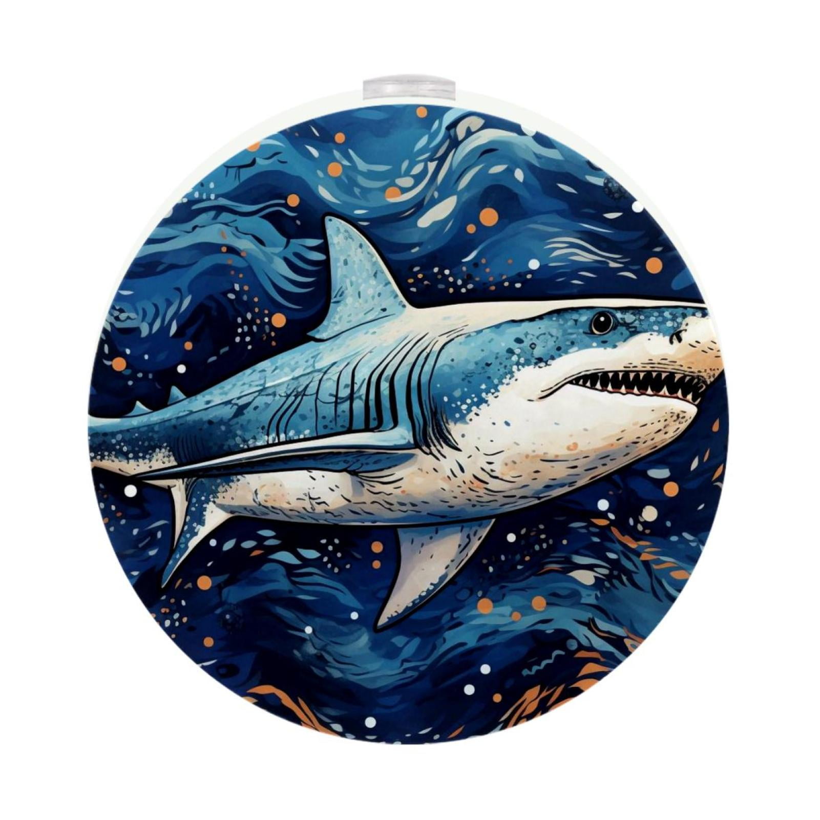 Shark LED Round Night Light-2PCS, Plug-in Wall Nightlight with Dusk-to ...