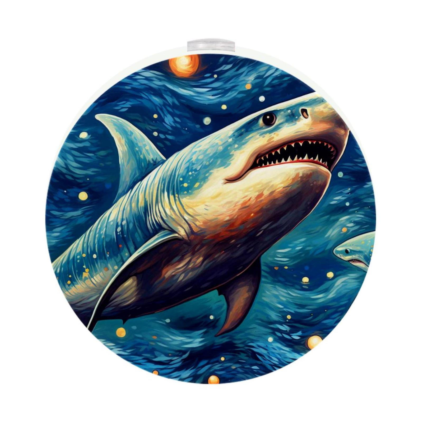 Shark LED Round Night Light-2PCS, Plug-in Wall Nightlight with Dusk-to ...