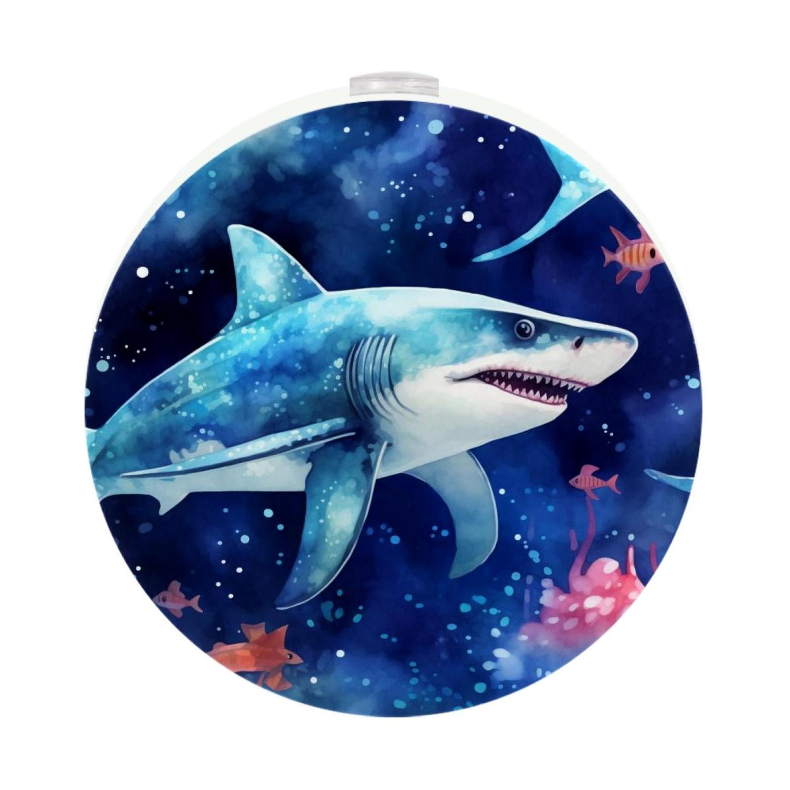 Shark LED Round Night Light- Set of 2, Portable Rechargeable Mini ...