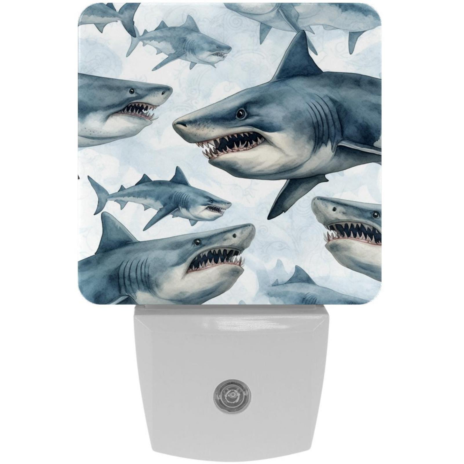 Shark LED Square Night Lights - Energy Efficient Bedside Lamp with Soft ...