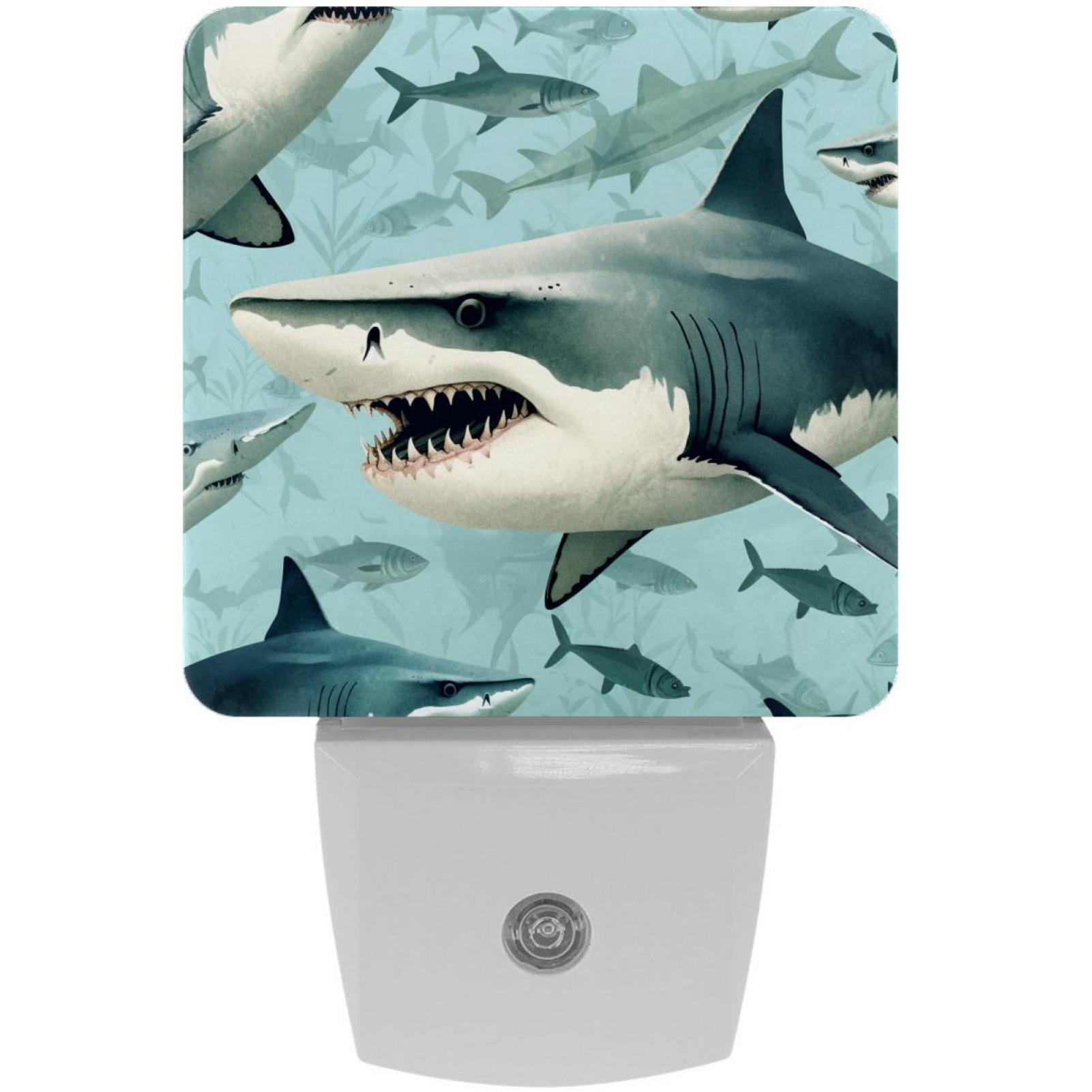 Shark LED Square Night Lights - Energy Efficient Plug-in Wall Lamp with ...