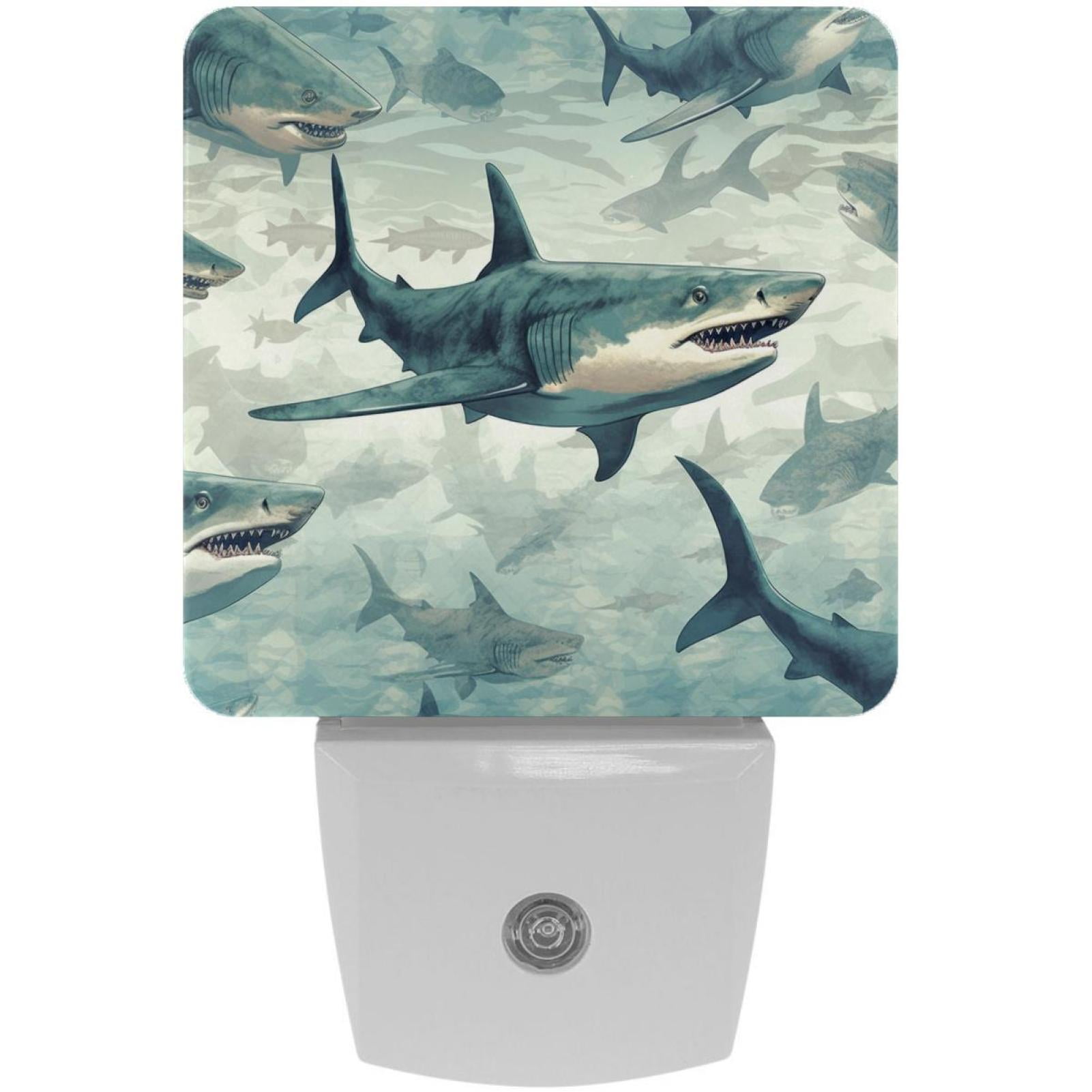 Shark LED Square Night Lights - Energy Efficient Plug-in Wall Lamp with ...