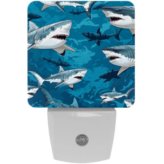 Shark LED Square Night Lights - Modern Design, Energy Efficient Indoor ...