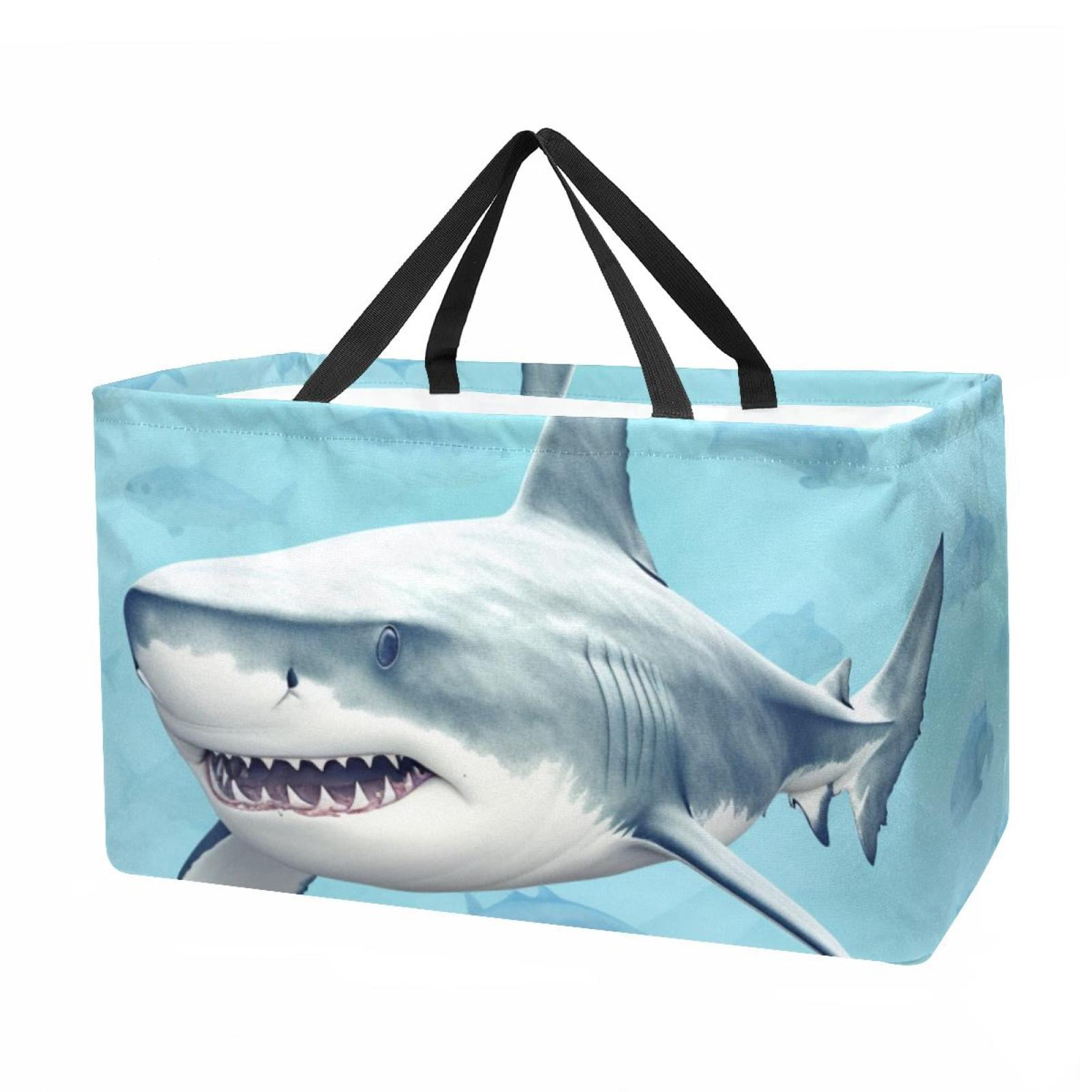 Shark Large Capacity Reusable Foldable Beach Bag Oxford Cloth Shopping ...