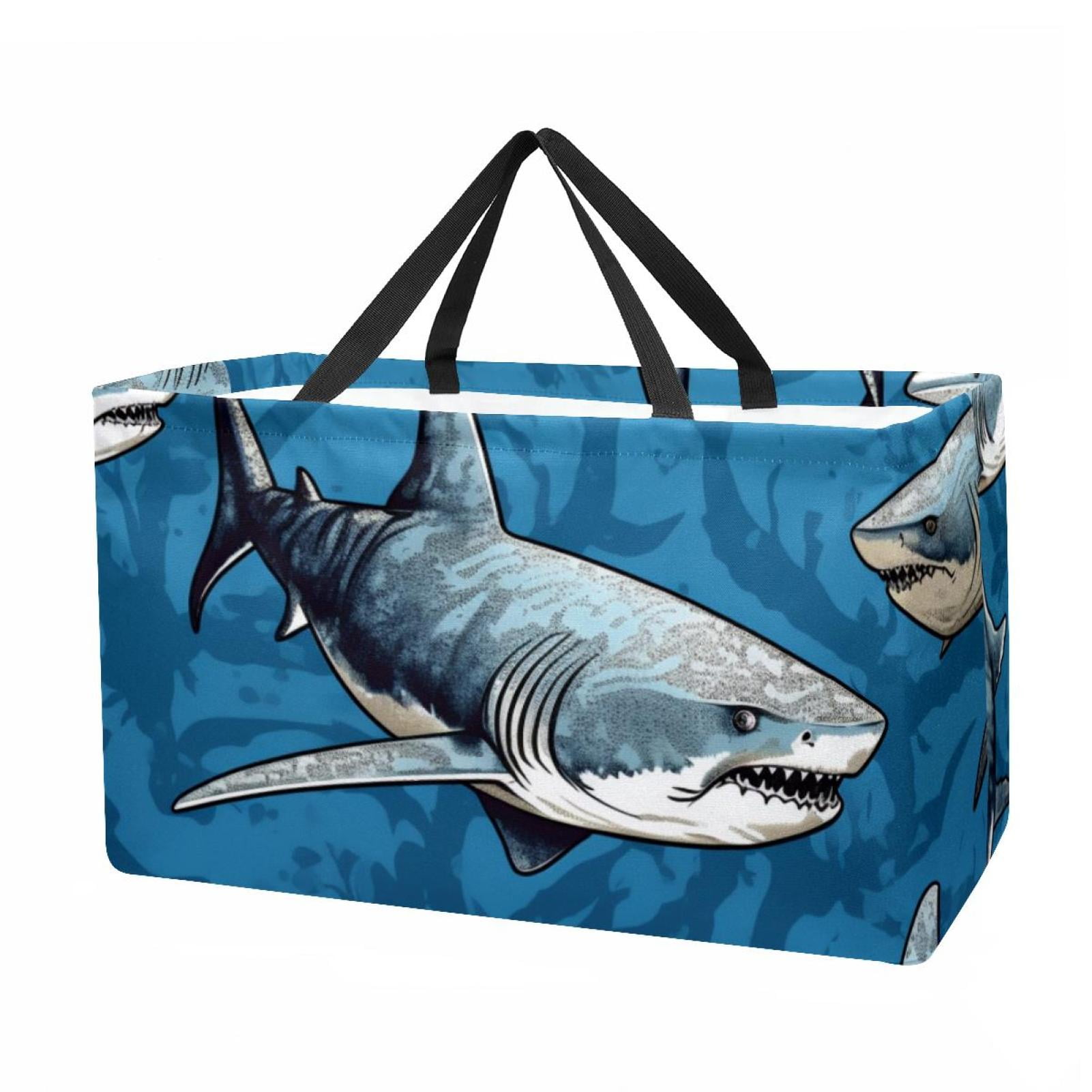 Shark Large Capacity Reusable Foldable Beach Bag Oxford Cloth Shopping ...