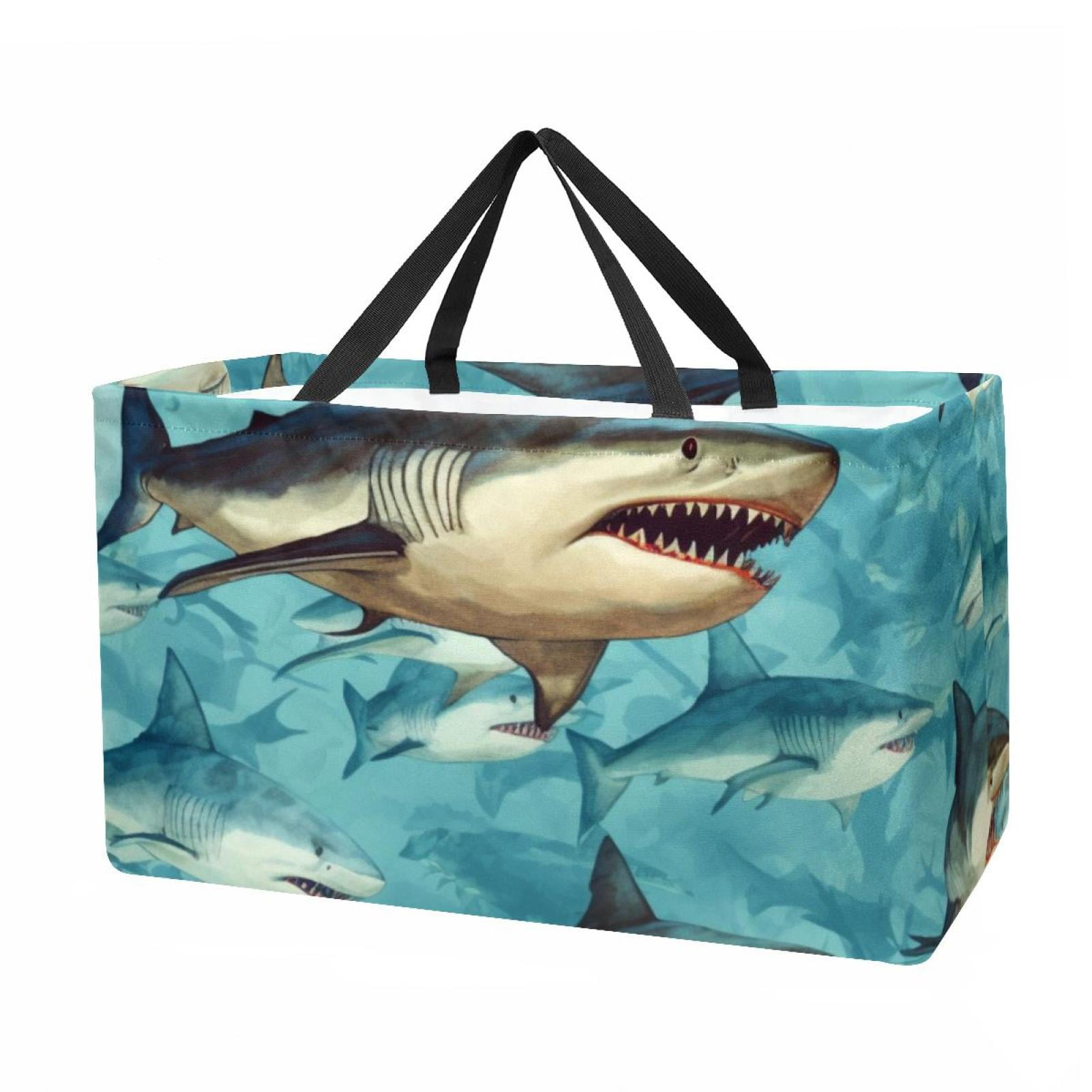 Shark Large Capacity Reusable Foldable Storage Basket and Grocery Bags ...
