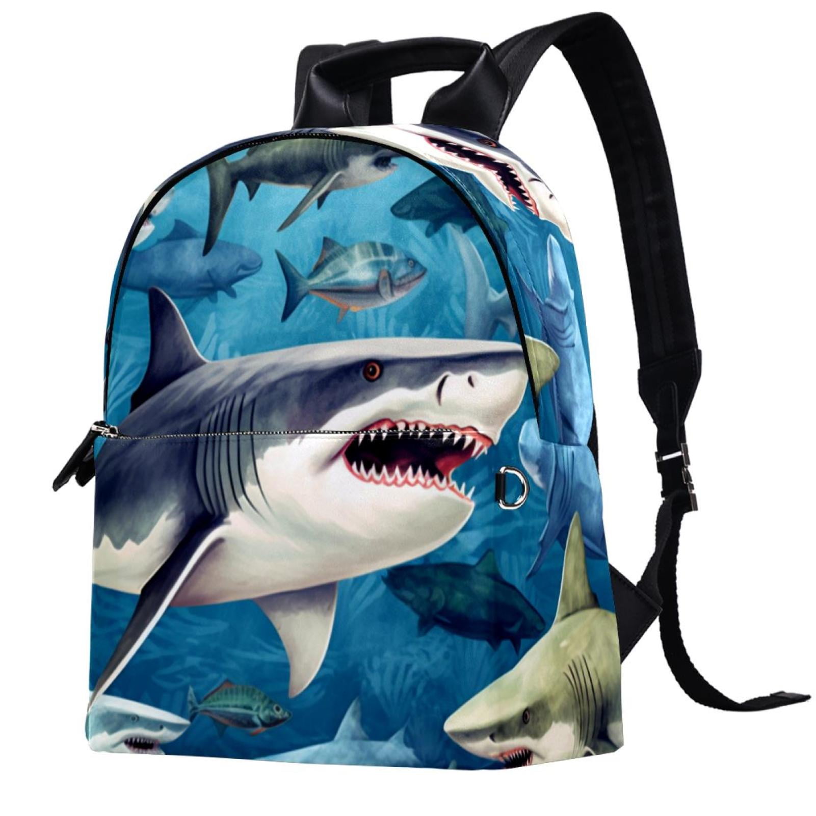Shark Leather Printed Duffle Backpack | Adjustable Shoulder Straps ...