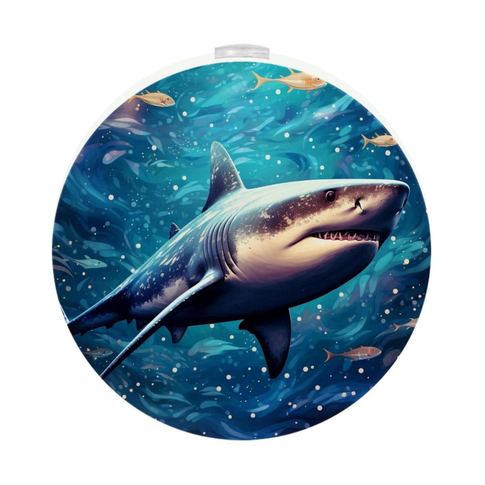 Shark Led Round Night Light-2pcs, Dimmable Plug-in Mini Wall Lamp with ...
