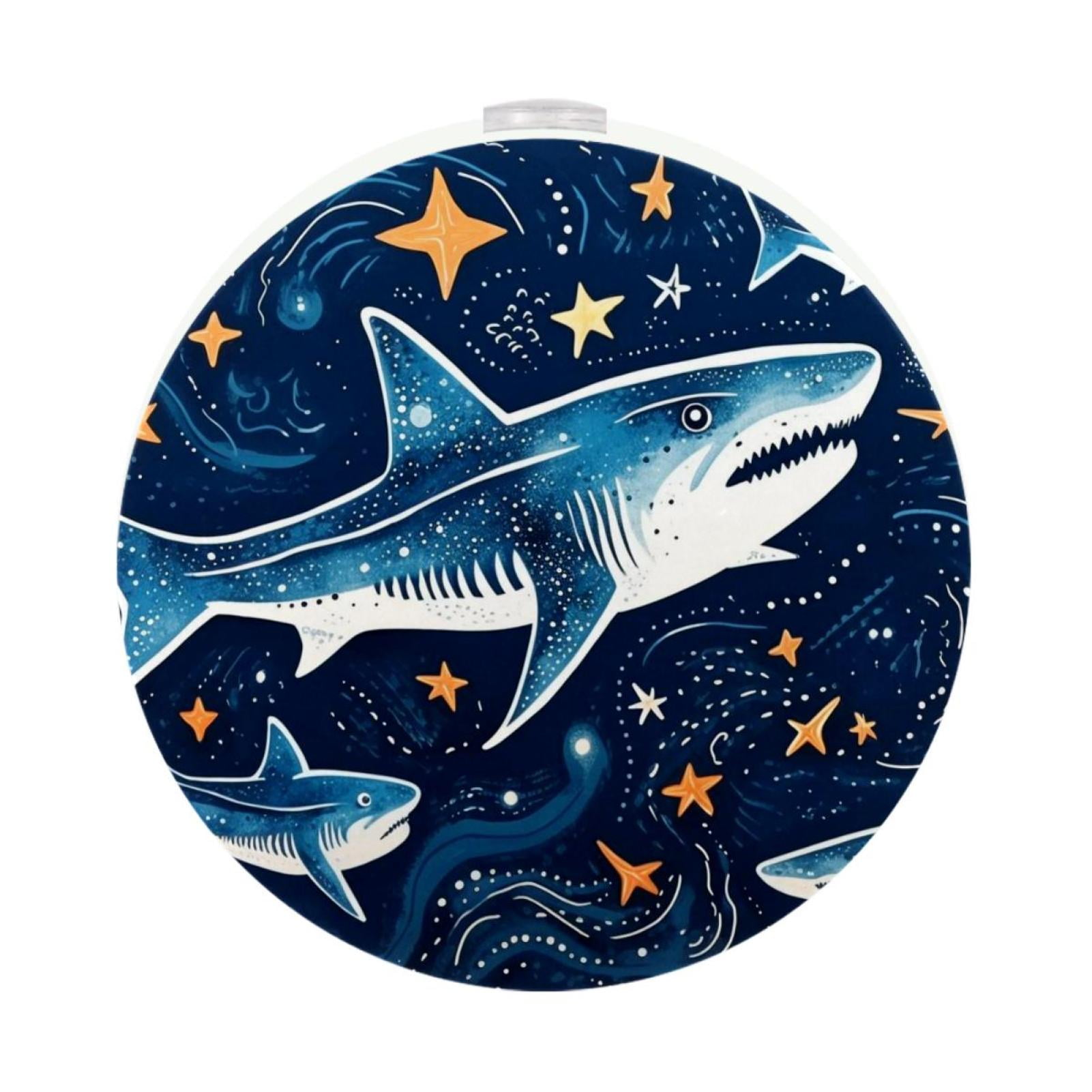 Shark Led Round Night Light-2pcs, Dimmable Plug-in Mini Wall Lamp with ...