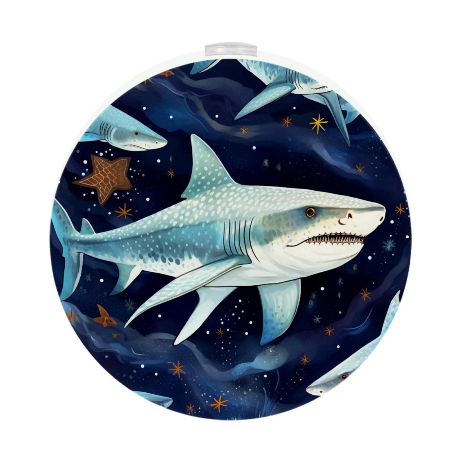 Shark Led Round Night Light-2pcs, Dimmable Plug-in Mini Wall Lamp with ...