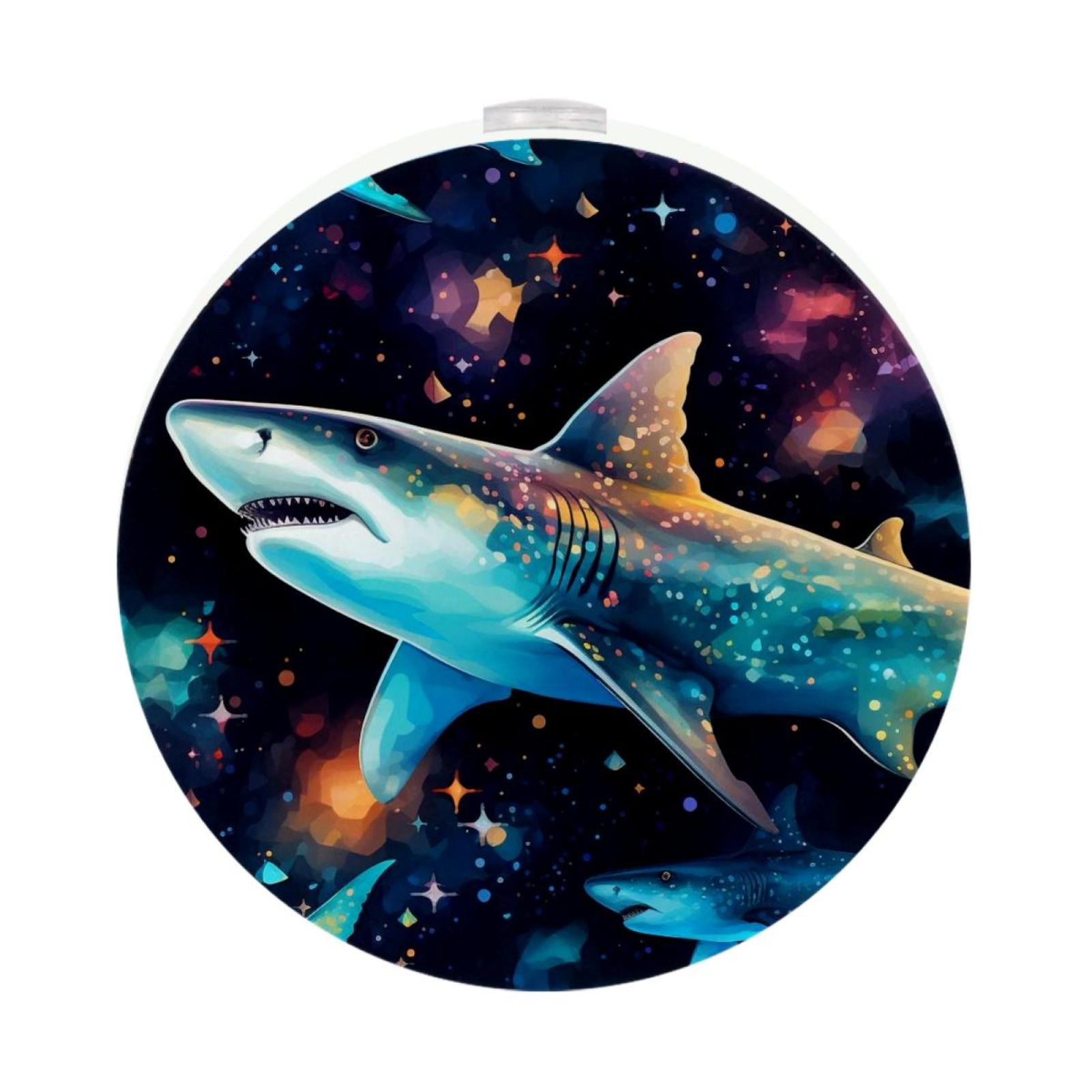 Shark Led Round Night Light-2pcs, Dimmable Plug-in Mini Wall Lamp with ...