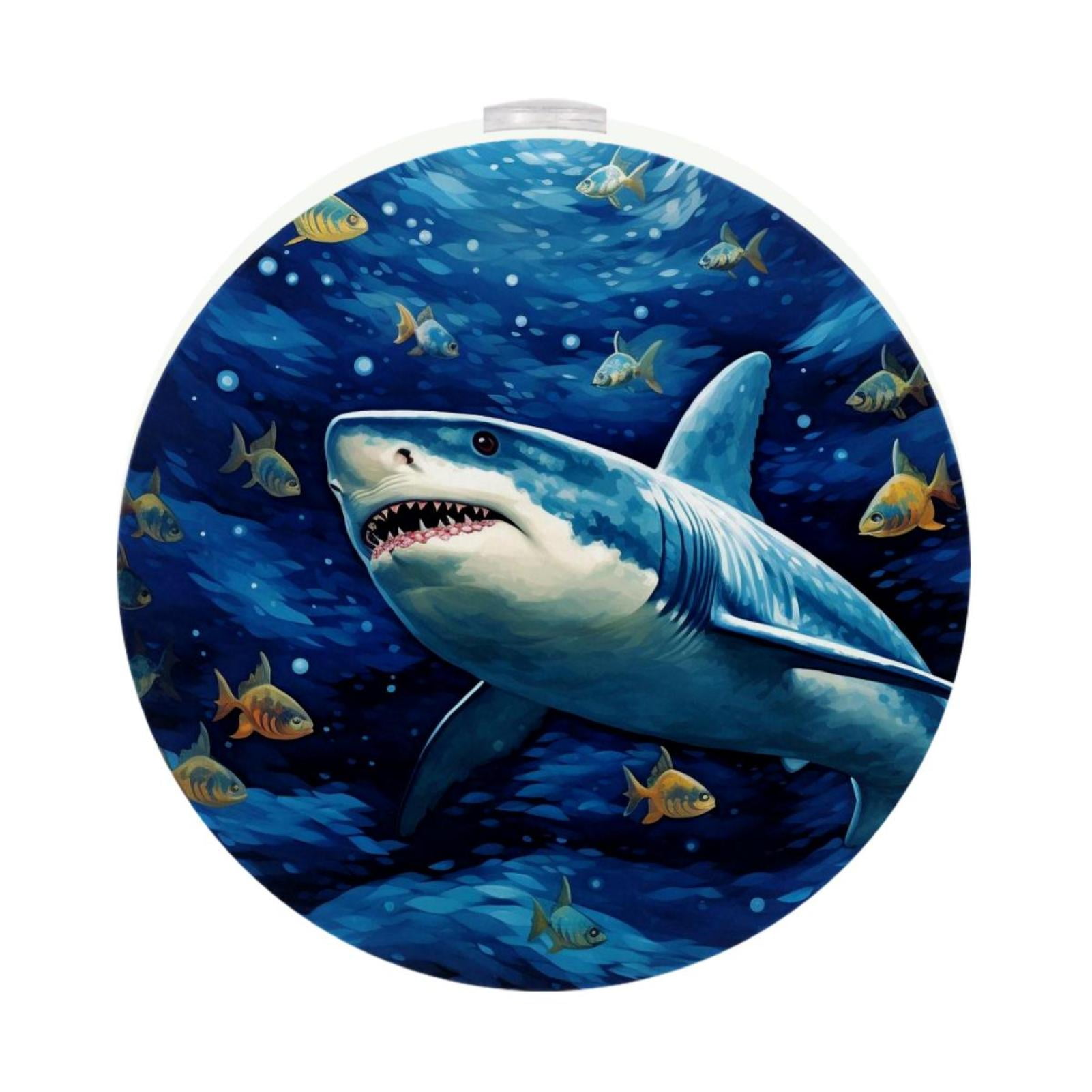 Shark Led Round Night Light-2pcs Set, Battery Powered Mini Portable ...