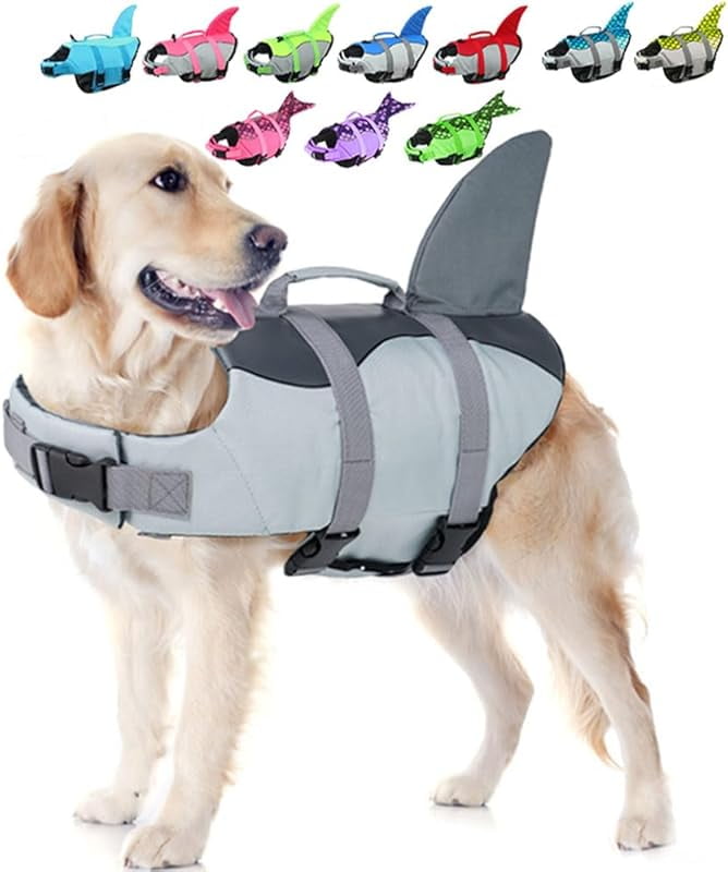 Shark Life Jackets for Dogs, Adjustable Ripstop Dog Life Vest for Water ...