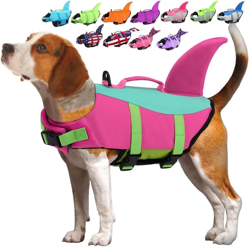 Shark Life Jackets for Dogs, Adjustable Ripstop Dog Life Vest for Water ...
