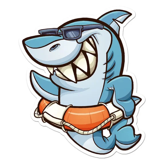 Shark Life Saving Ring Sticker Phone Decal Water Bottle Stickers Car ...