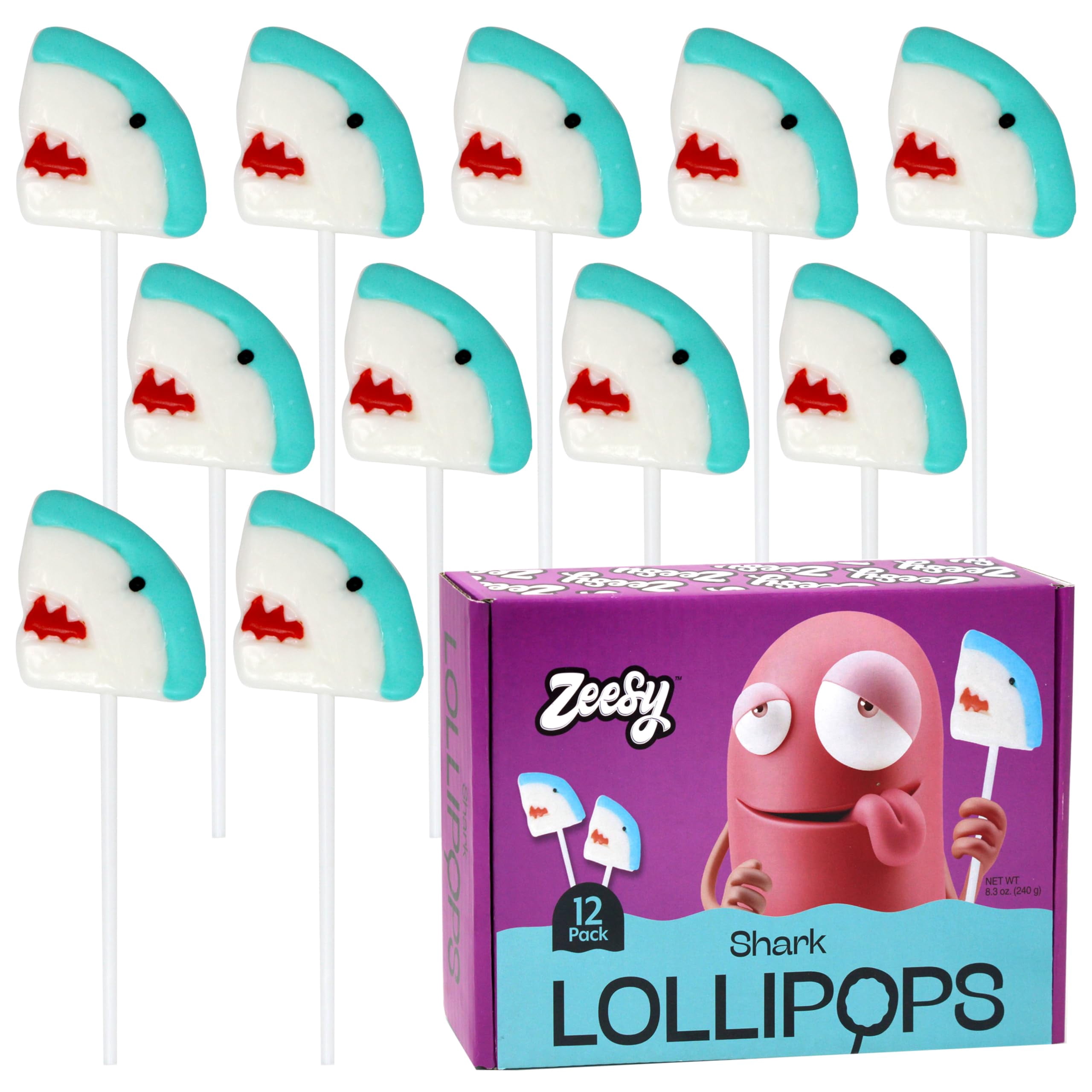 Shark Lollipops Individually Wrapped CCF19 - 12 Shark Candy Suckers for ...