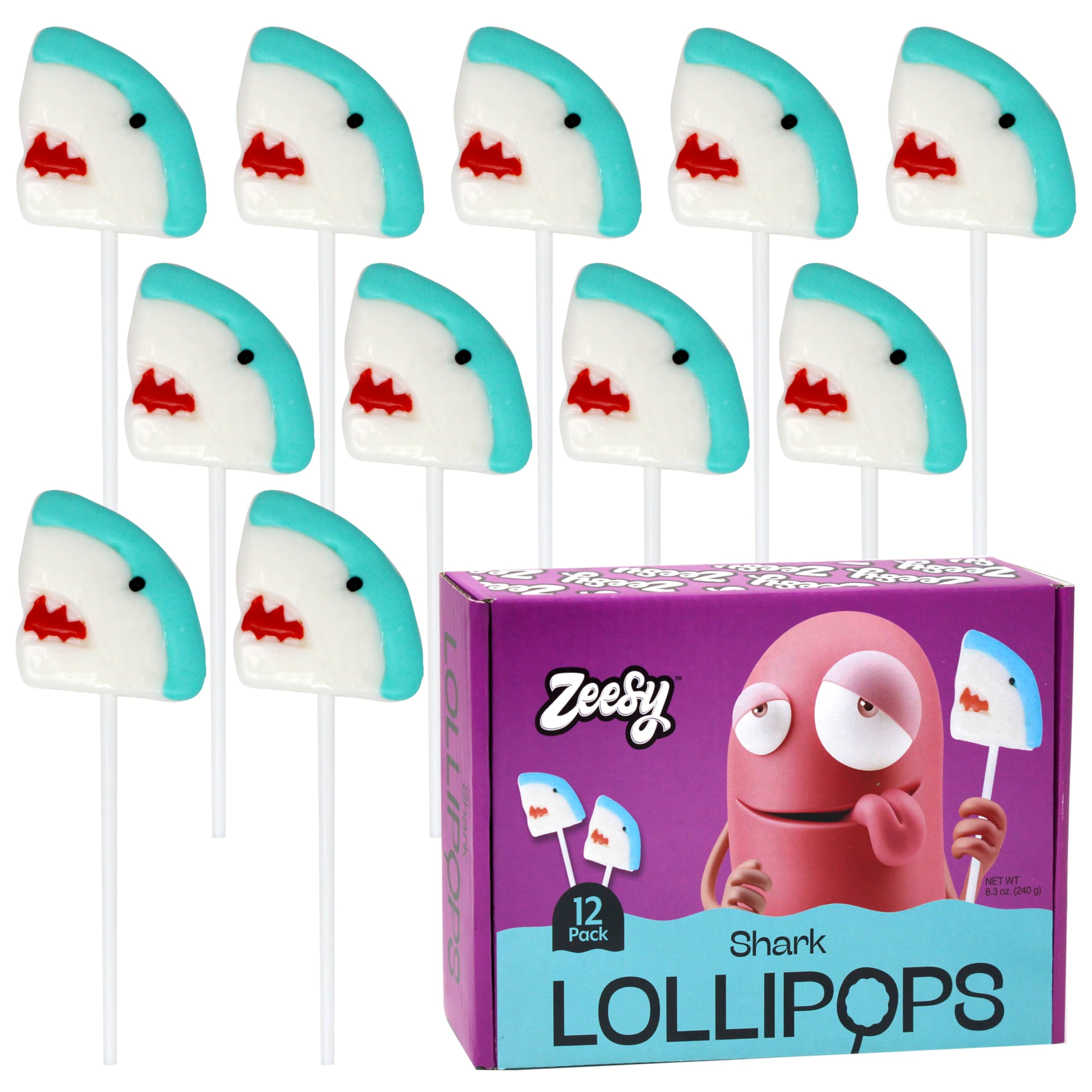 Shark Lollipops Individually Wrapped MZF22 - 12 Shark Candy Suckers for ...