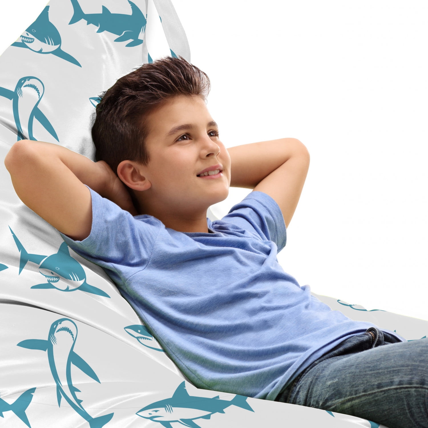 Shark Lounger Chair Bag, Scary Predators of the Seas Blue Fishes with ...