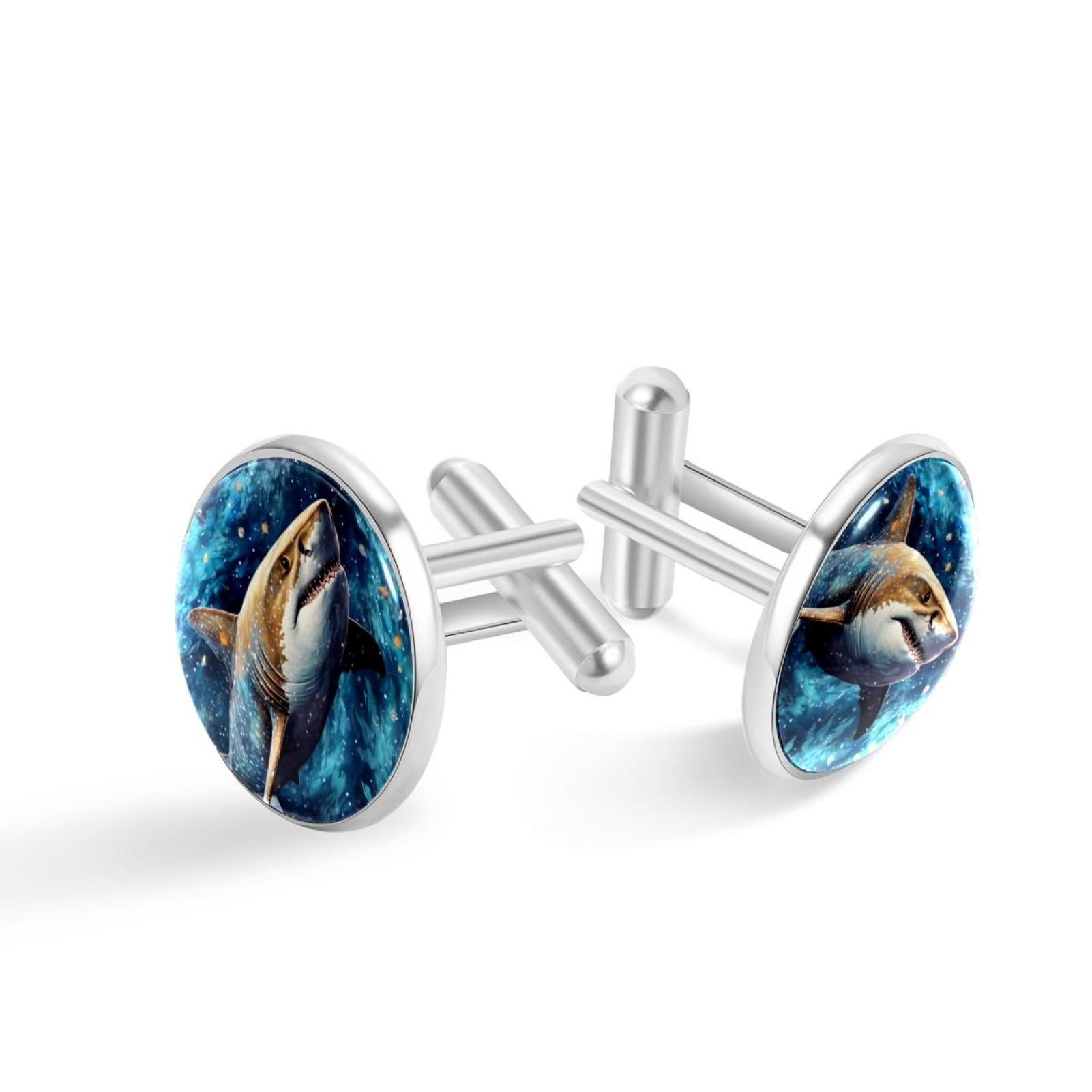 Shark Men's Cufflink Set in Stainless Steel for Formal Attire and ...