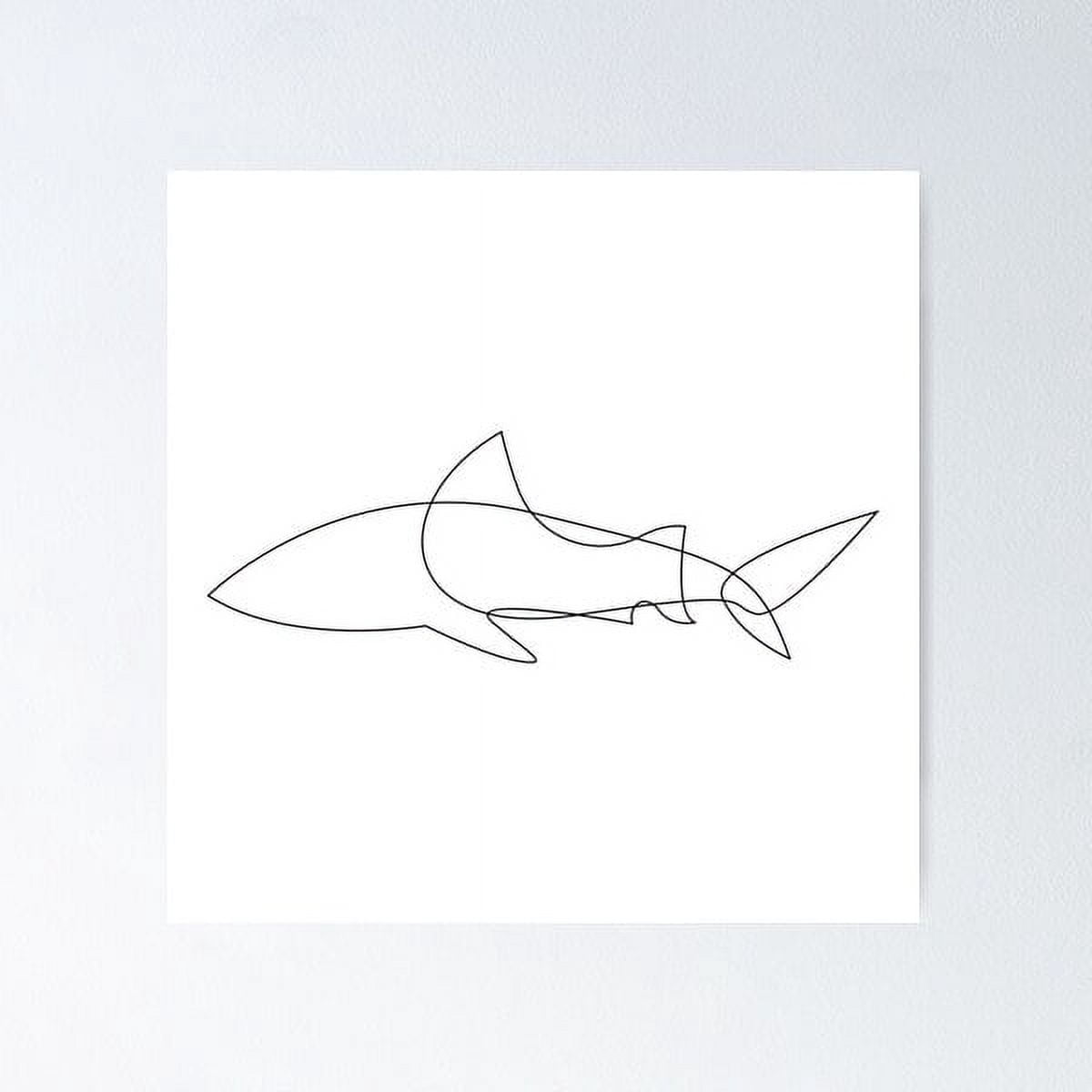 Shark - Minimal One Line Drawing Poster Wall Art, Modern Wall Decor For ...