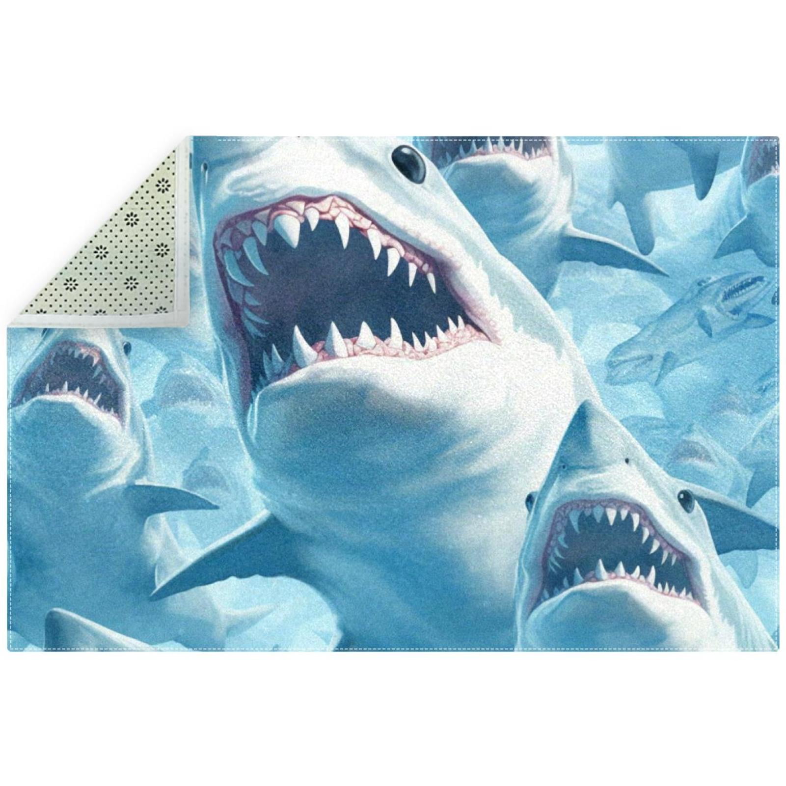 Shark Modern Geometric Polyester Area Rug - Grey and White Contemporary ...