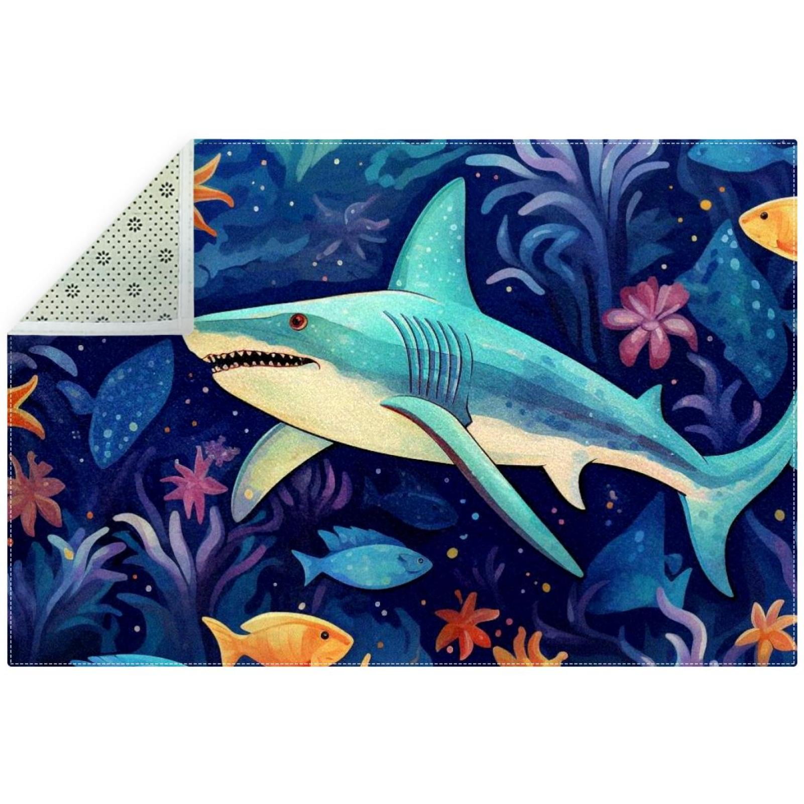 Shark Modern Geometric Polyester Area Rug - Grey and White Contemporary ...