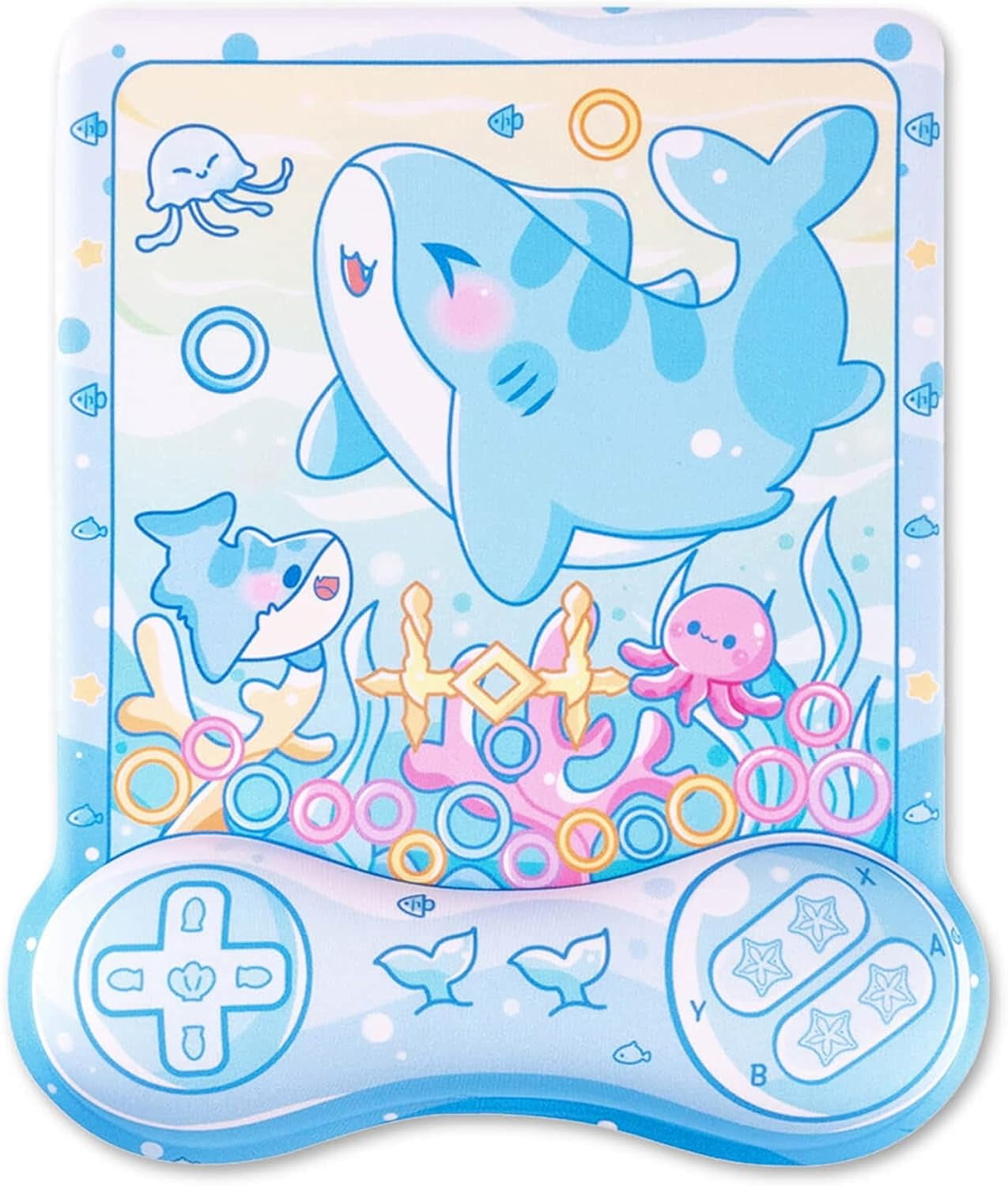 Shark Mousepad | Cute Kawaii Anime Pastel Blue Mouse Pad | Ocean ...