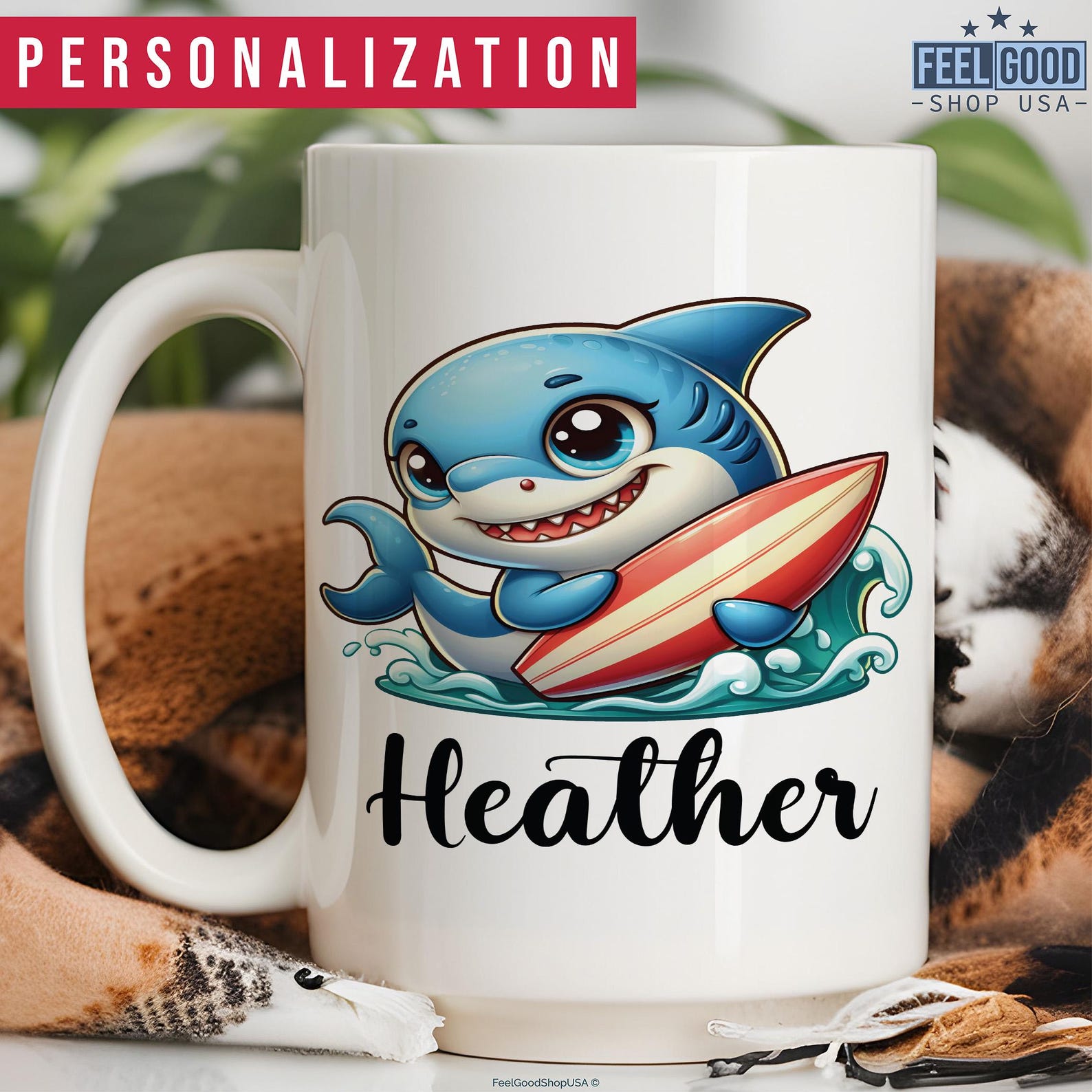 Shark Mug Personalized Shark Gift, Custom Shark Cup With Name, Shark ...