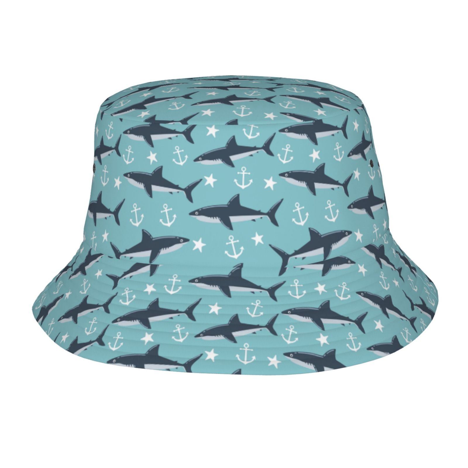 Shark Nautical Funny Anchor Bucket Hats for Men Women Beach Sun Hat ...