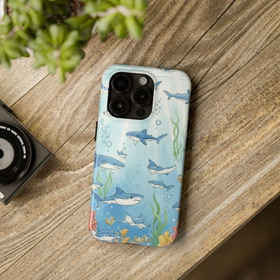 Shark Ocean-Themed Case Compatible with iPhone 11 through 16 Pro Max ...