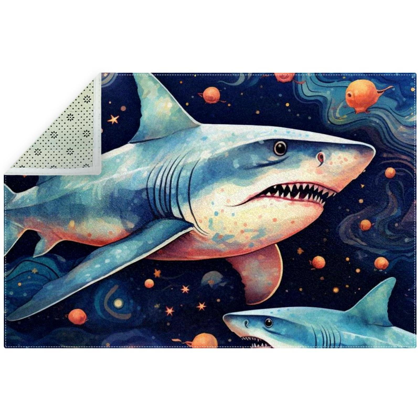 Shark Office Mat with Right-Angle Design - Polyester Floor Mat for ...