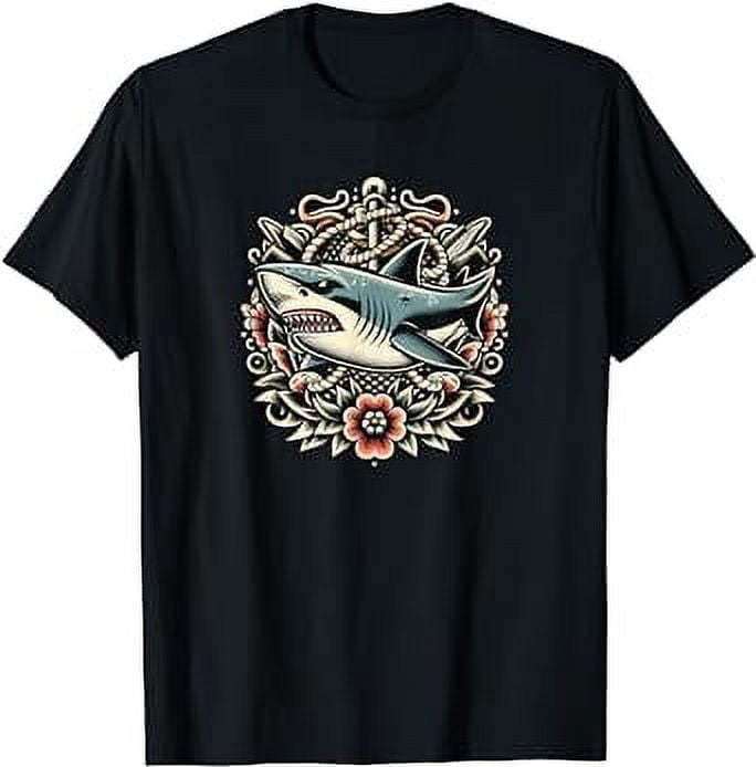 Shark, Old School Traditional Tattoo Art Style T-Shirt - Walmart.com