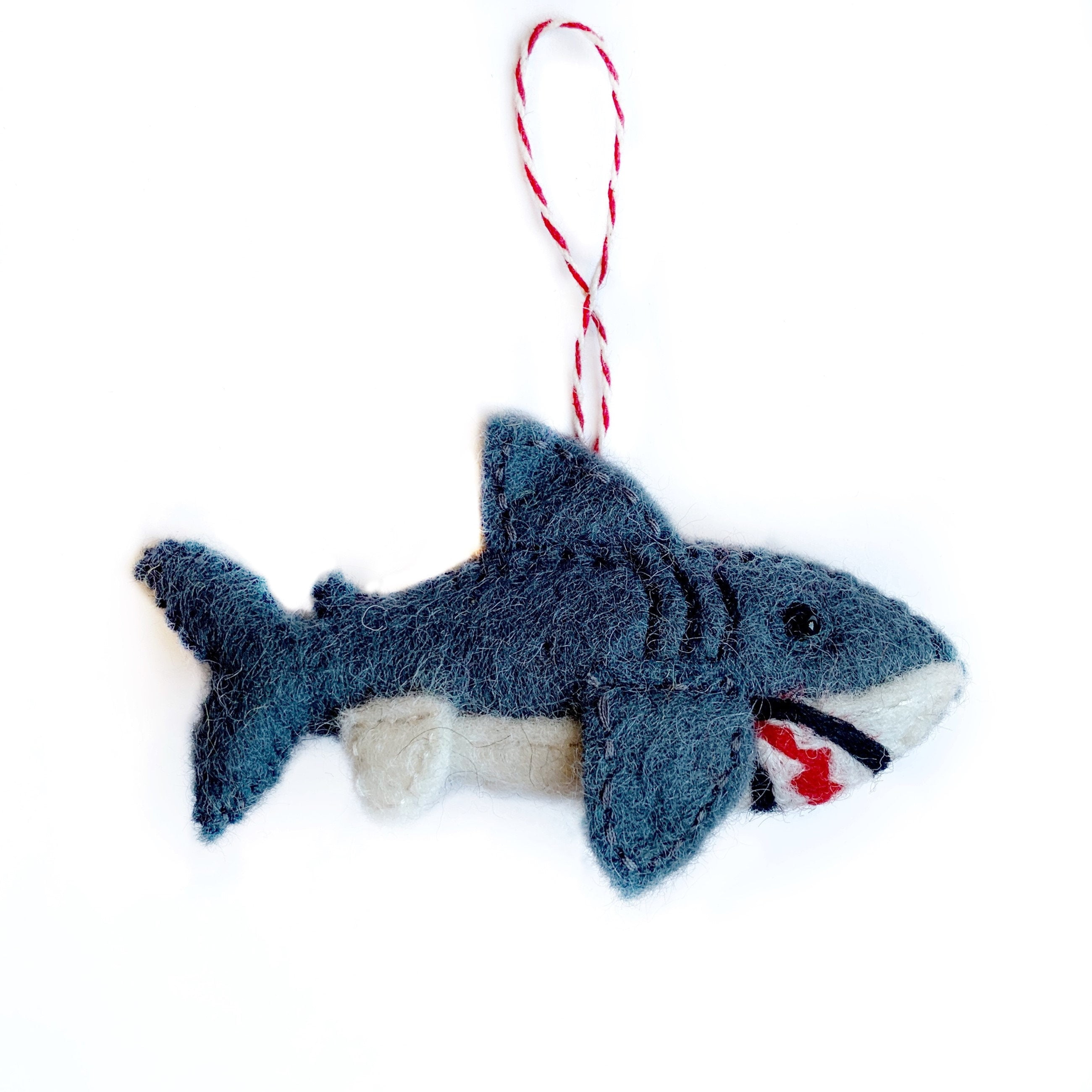 Shark Ornament, Felt Wool Fair Trade Christmas Handmade in Nepal ...