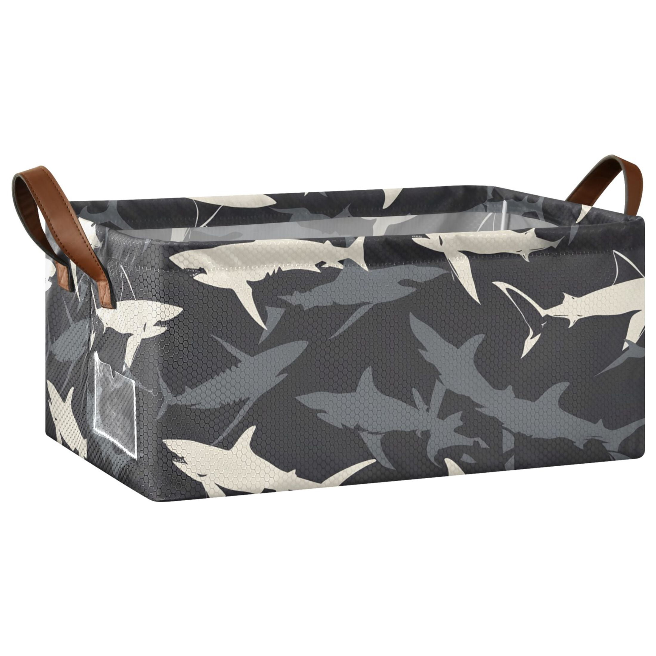 Shark Outline Collapsible Storage Bins Fabric Shelf Baskets with ...