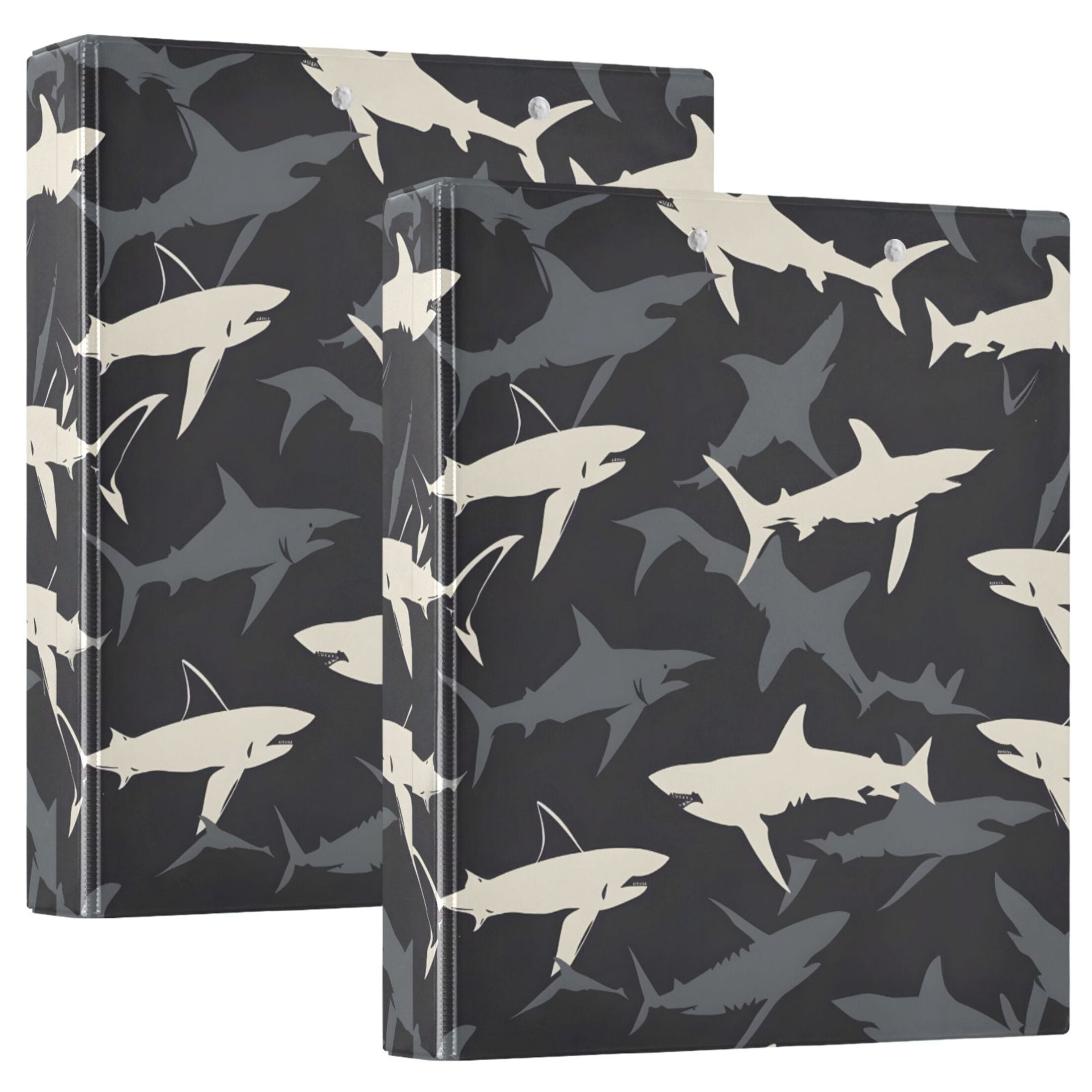 Shark Outline Hardcover 3 Ring Binder 1.5” Round Rings Binder Organizer ...