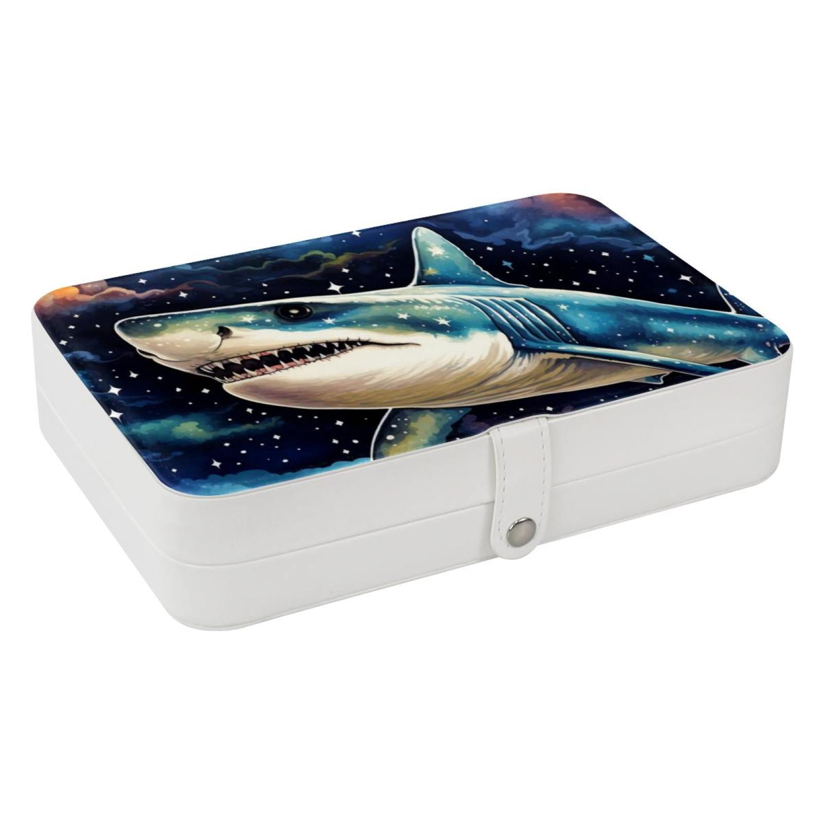 Shark PU Leather Jewelry Organizer with Removable Compartment, Portable ...