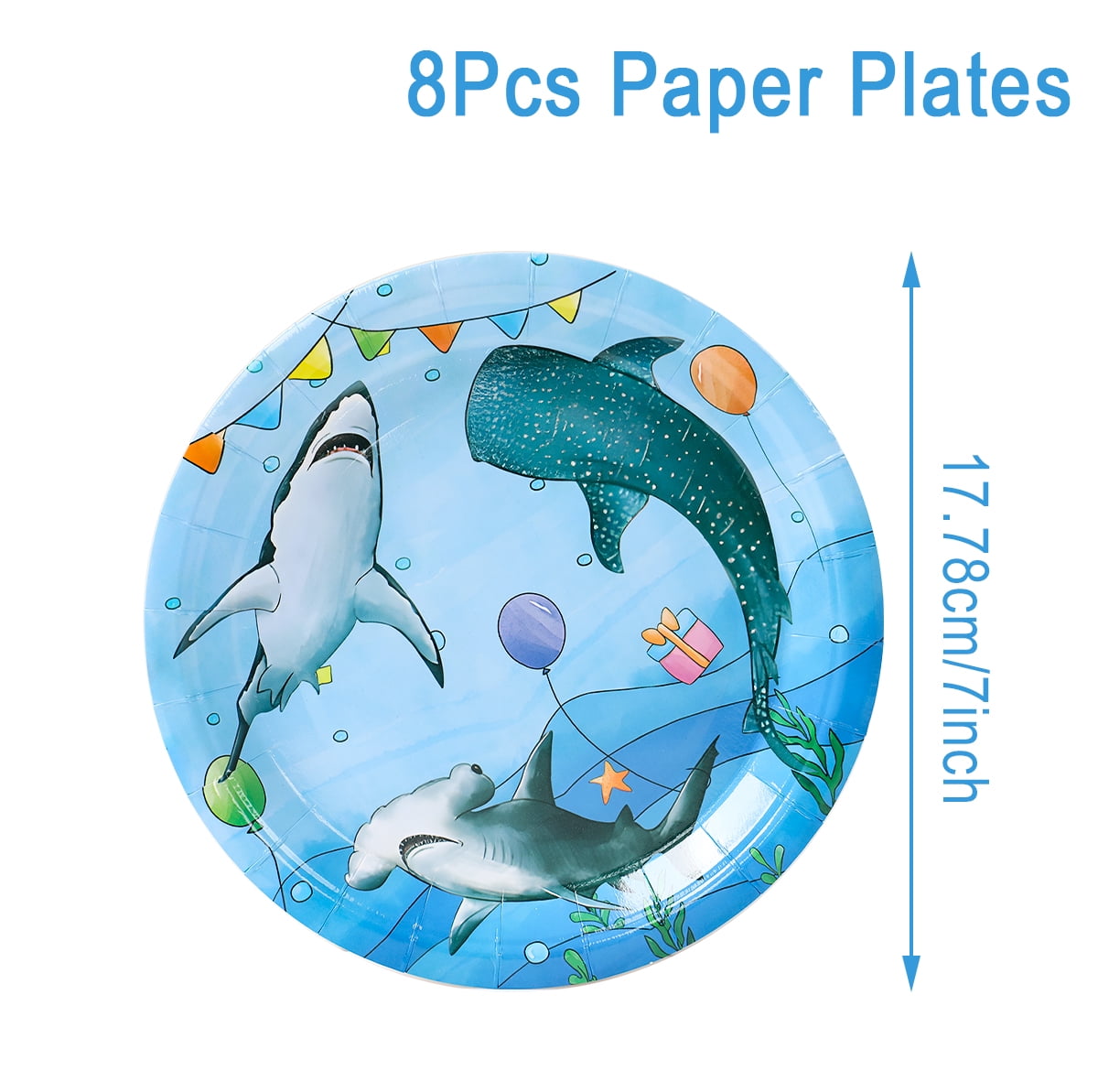 Shark Party Disposable Tableware Set Plates Cups Ocean Shark Birthday ...