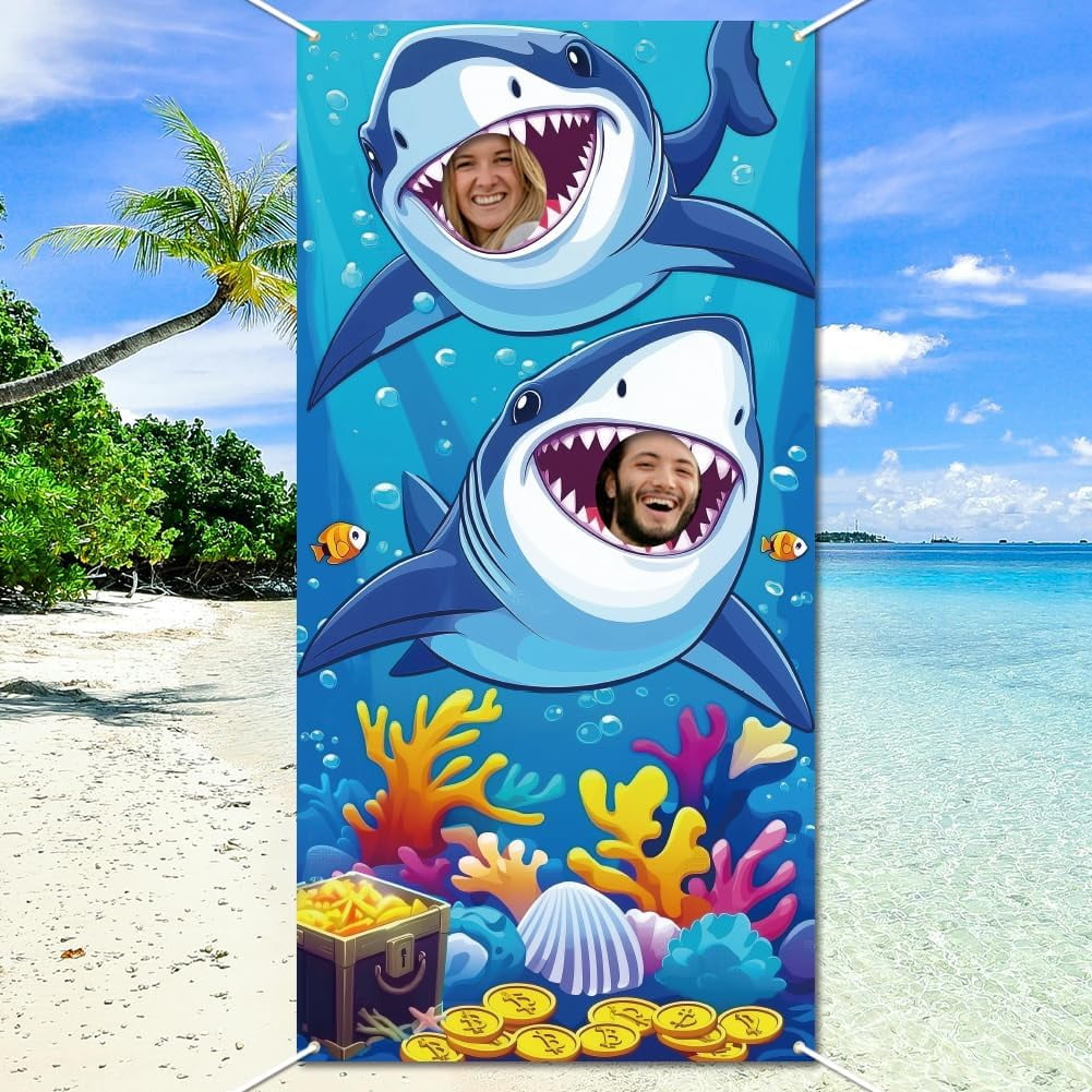 Shark Party Door Banner Ocean World Background Phtography Backdrop ...