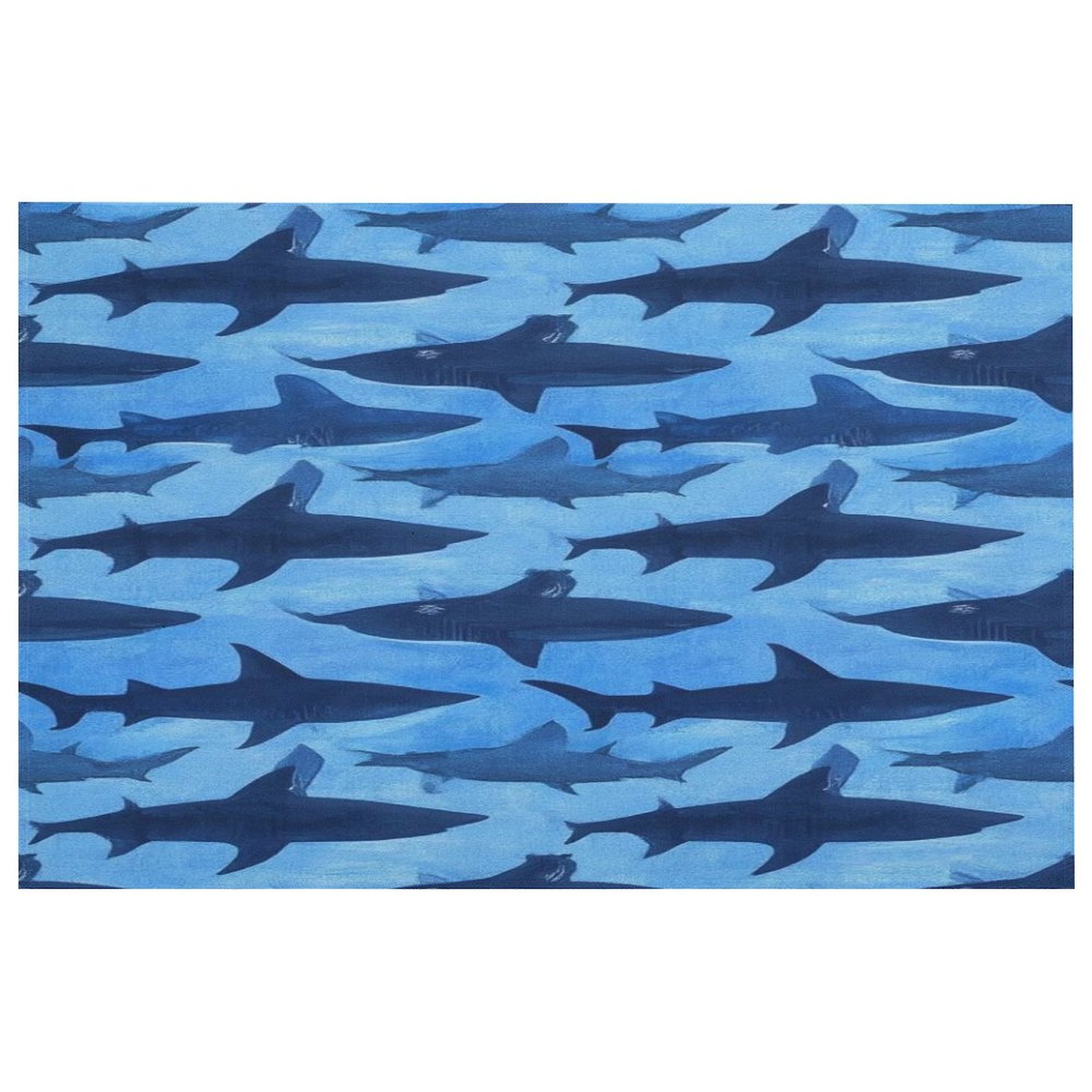 Shark Pattern Blue Fabric Adult Home Decor Bedroom Living Room Crystal ...