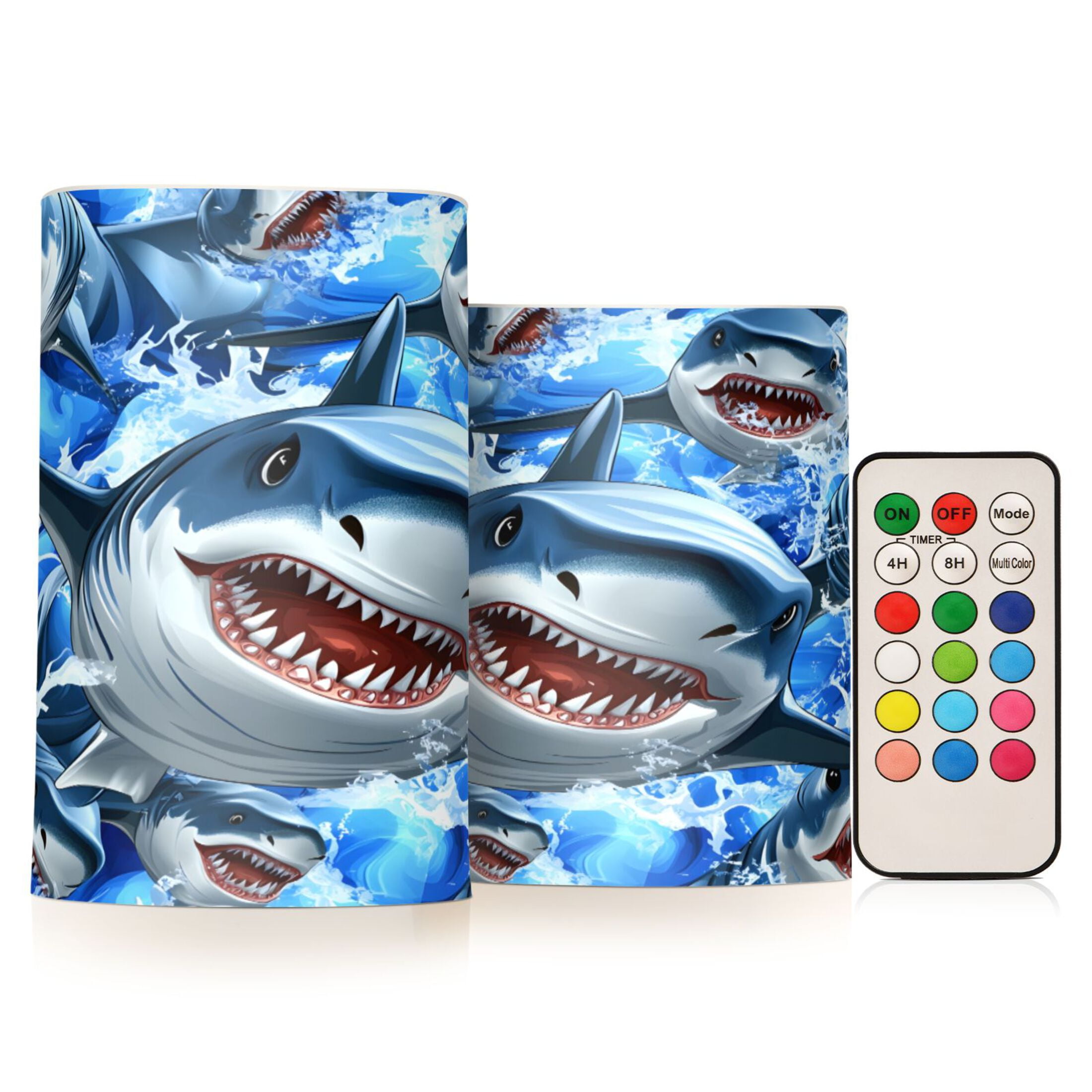 Shark Pattern Flameless LED Candle Set with Remote, Battery Operated ...