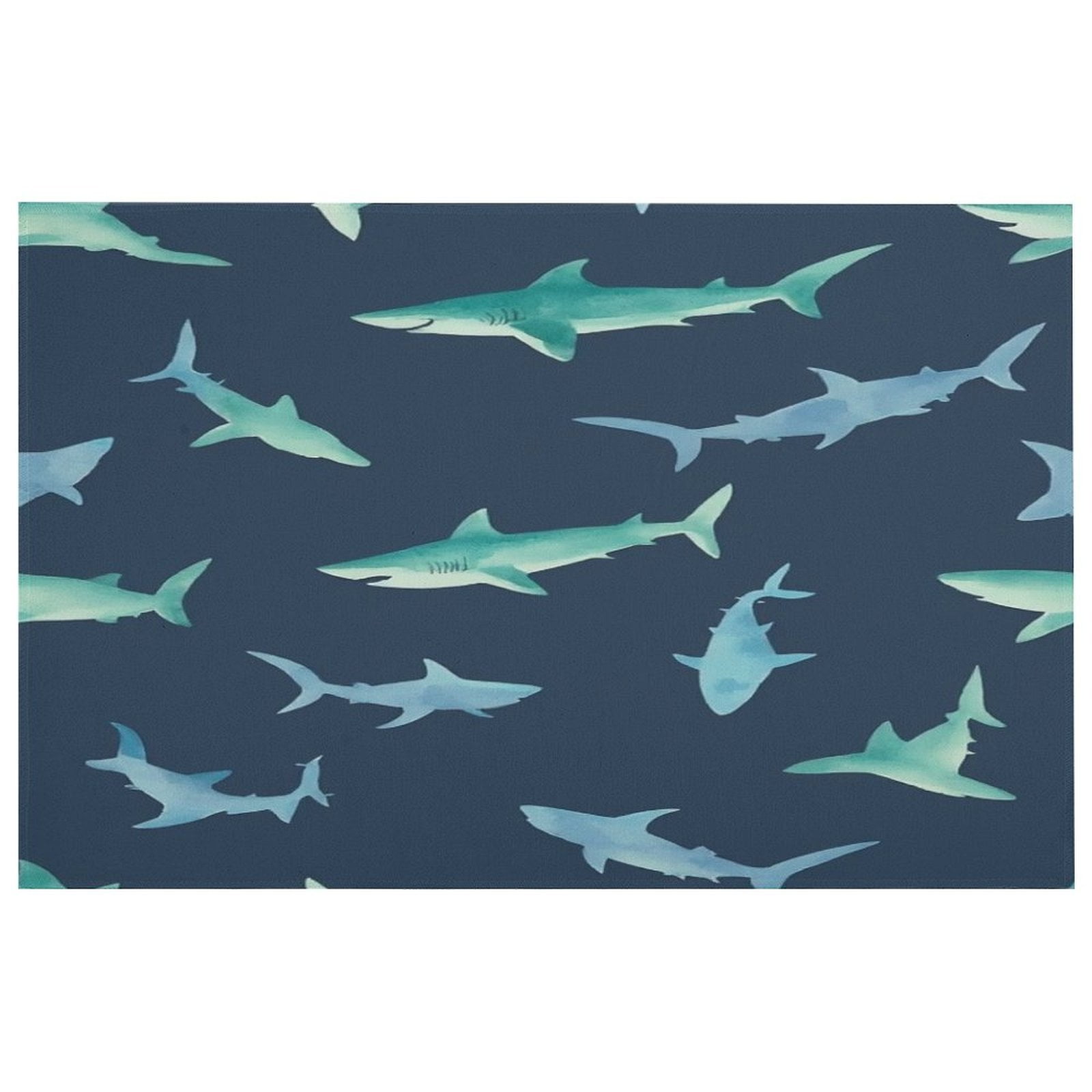 Shark Pattern Navy Blue Adult Home Decor Bedroom Living Room Crystal ...