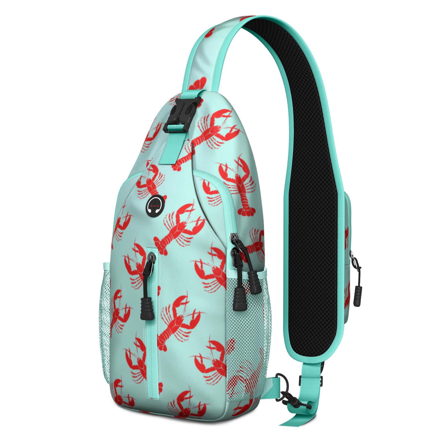 Shark Pattern Sling Backpack - Marine Life Theme Crossbody Bag with 5 ...