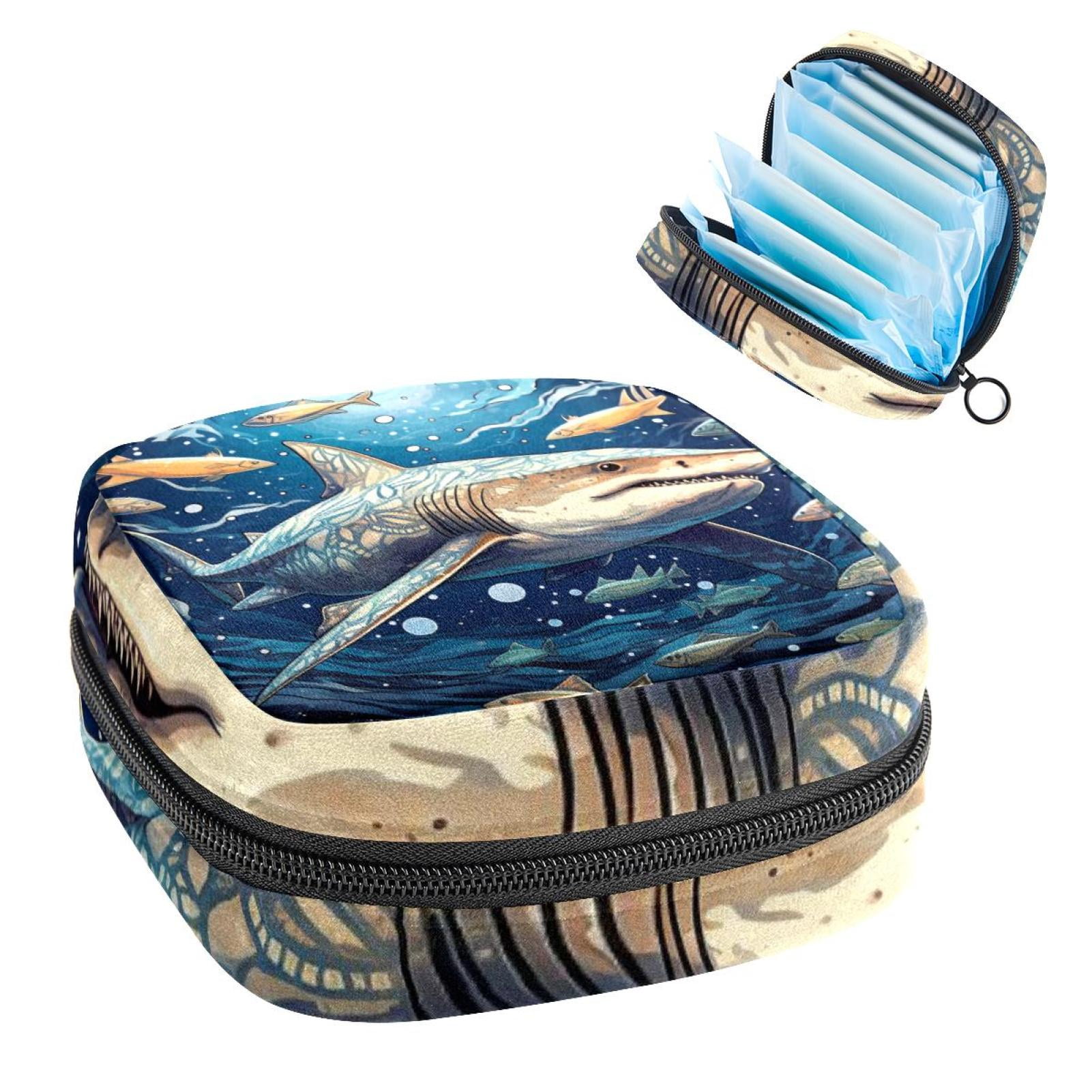 Shark Period Pouch - Sanitary Napkin Purse, Small Zipper Cosmetic Pouch ...