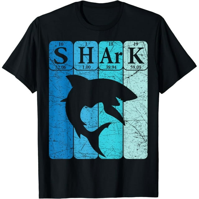 Shark Periodic Table Elements Retro Shark Selachimorphaphile T-Shirt ...